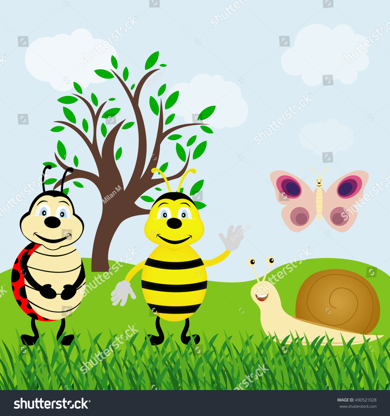 Cartoon Funny Insectsvector Illustration Stock Vector (Royalty Free ...