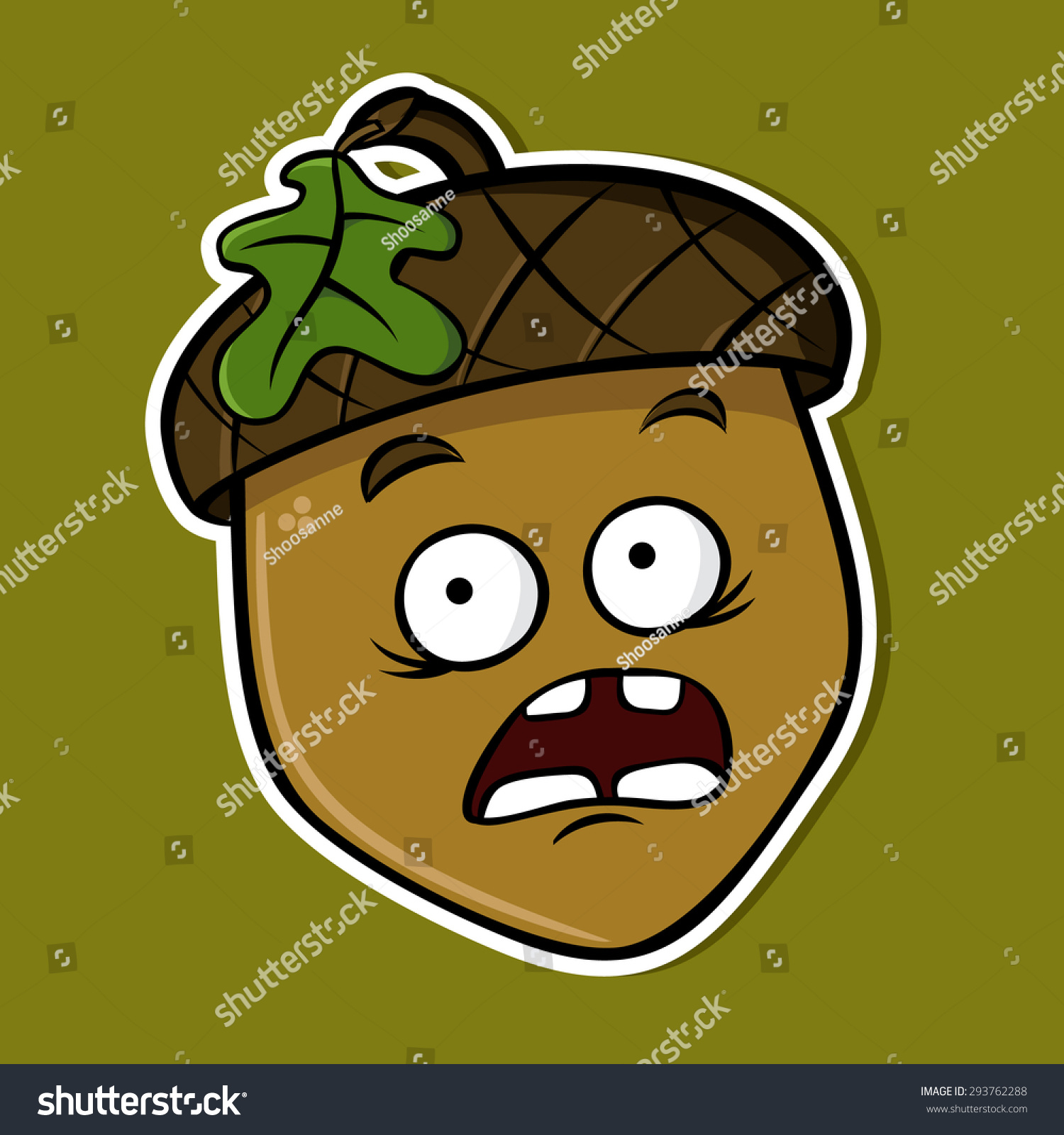 Cartoon Funny Isolated Acorn Scaredvector Stock Vector (Royalty Free ...