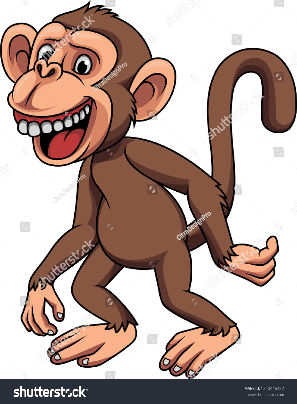 Cartoon Funny Little Monkey Stock Vector (Royalty Free) 1240446487