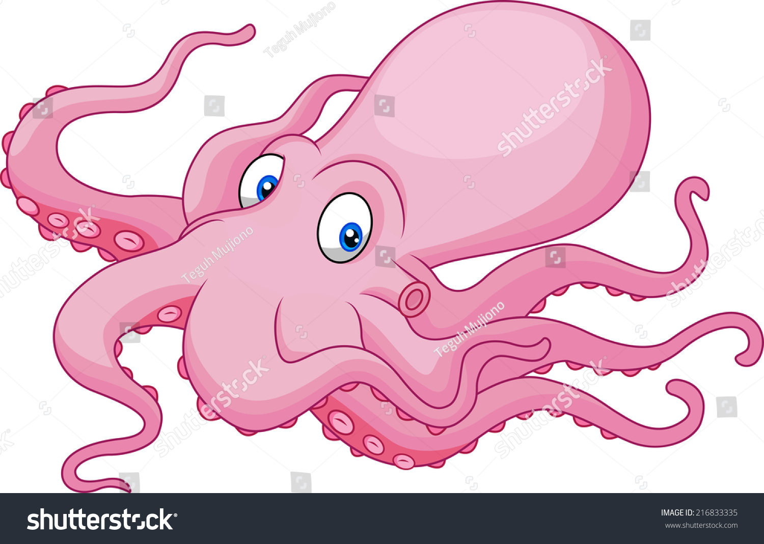 Cartoon Funny Octopus Stock Vector (Royalty Free) 216833335