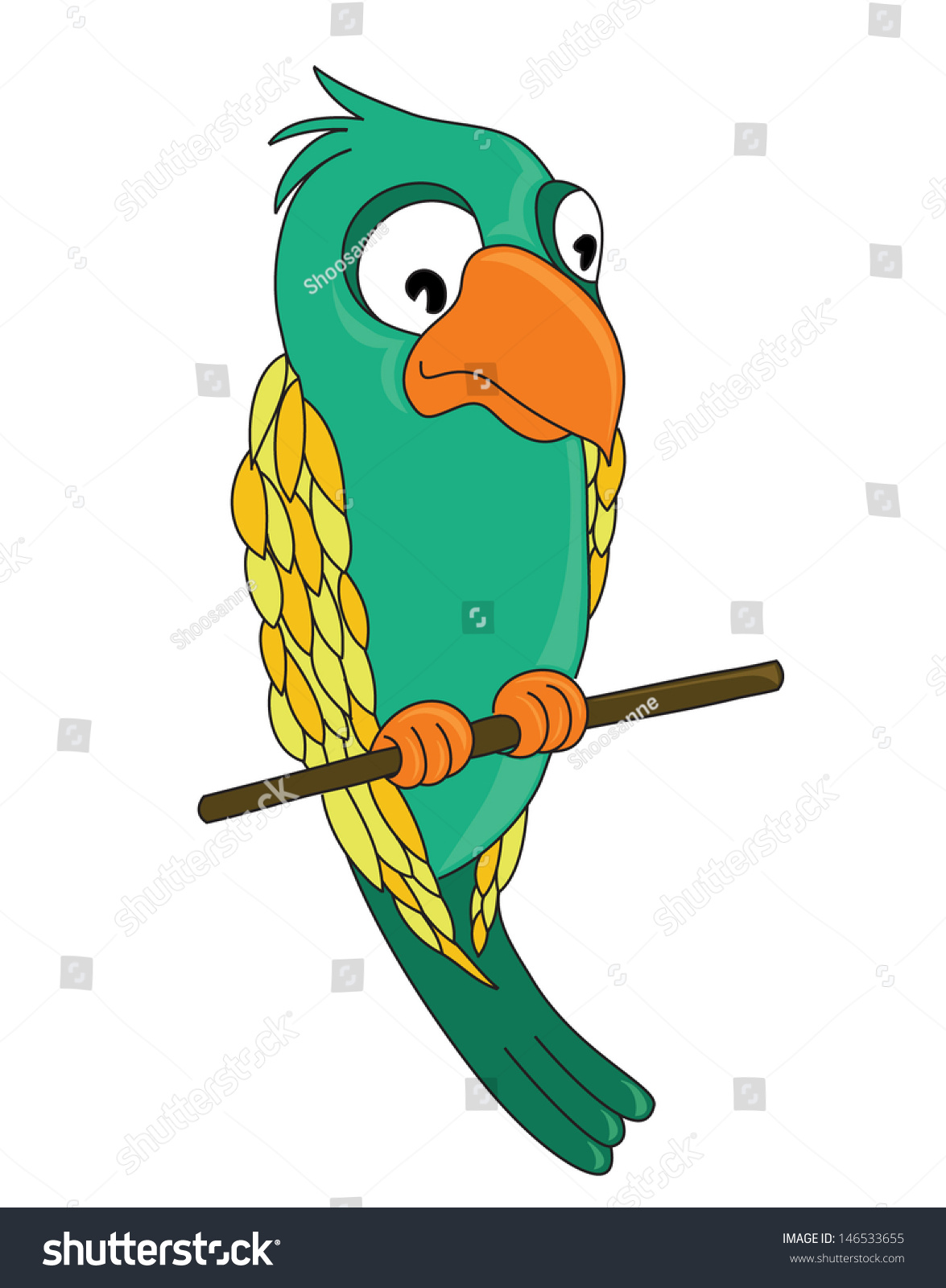 Cartoon Funny Parrot Vector Stock Vector (Royalty Free) 146533655 ...