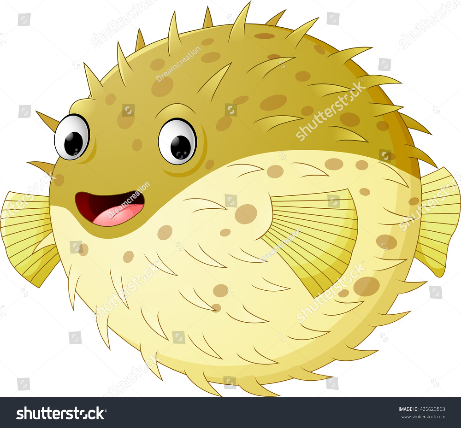 Cartoon Funny Puffer Fish Stock Vector (Royalty Free) 426623863 ...