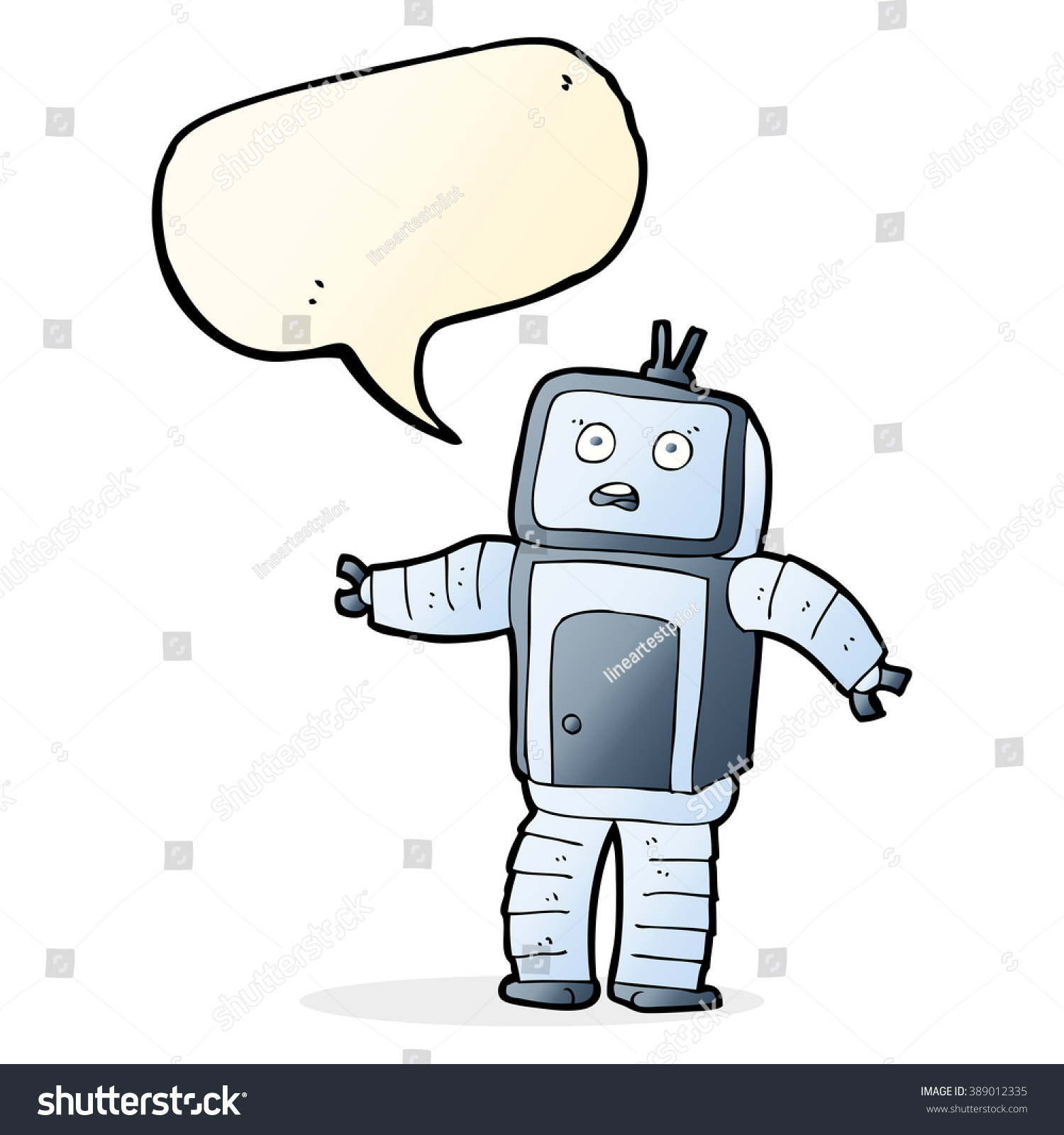 Cartoon Funny Robot Speech Bubble Stock Vector (Royalty Free) 389012335