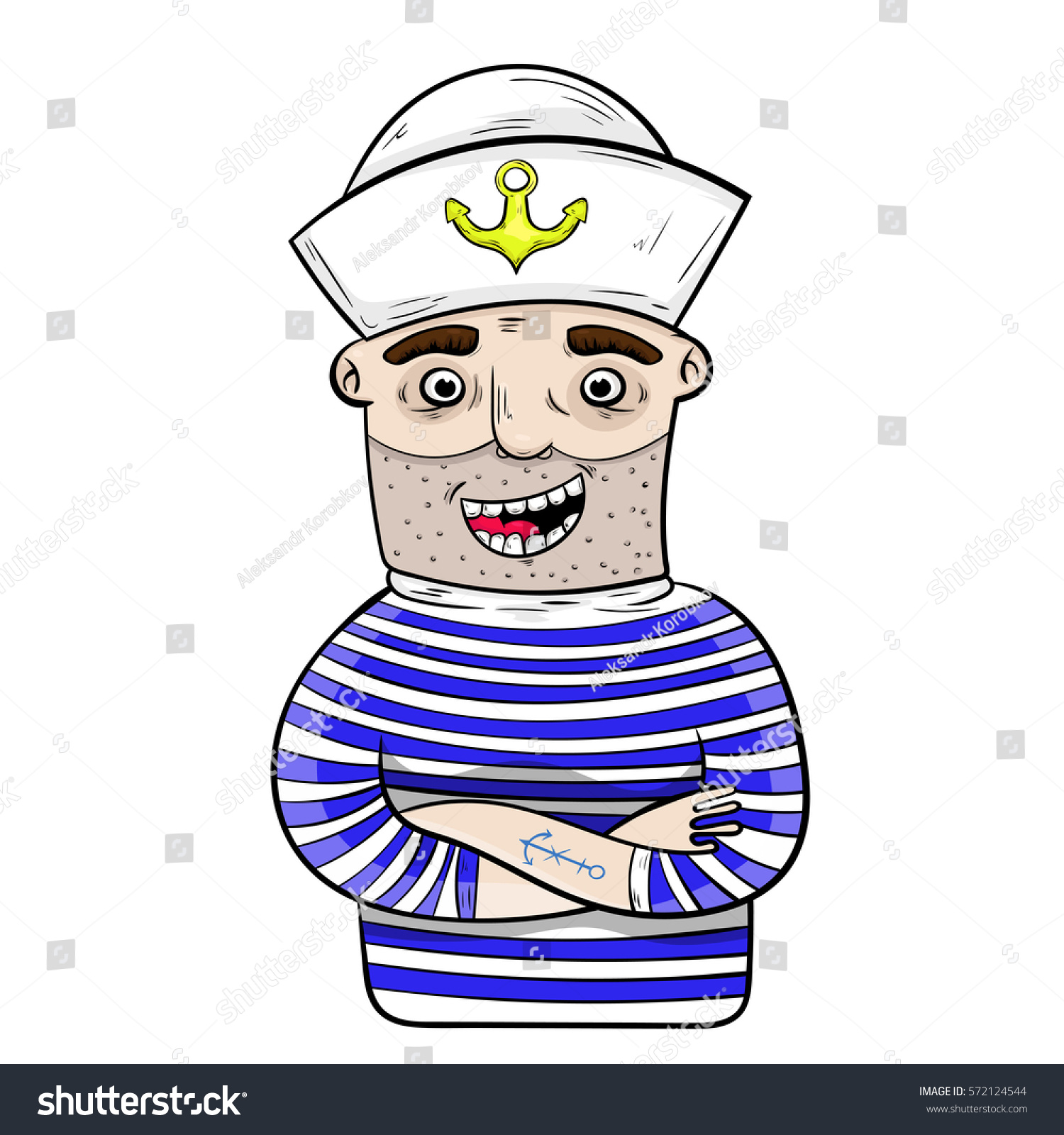 Cartoon Funny Sailor Vector Stock Vector (Royalty Free) 572124544