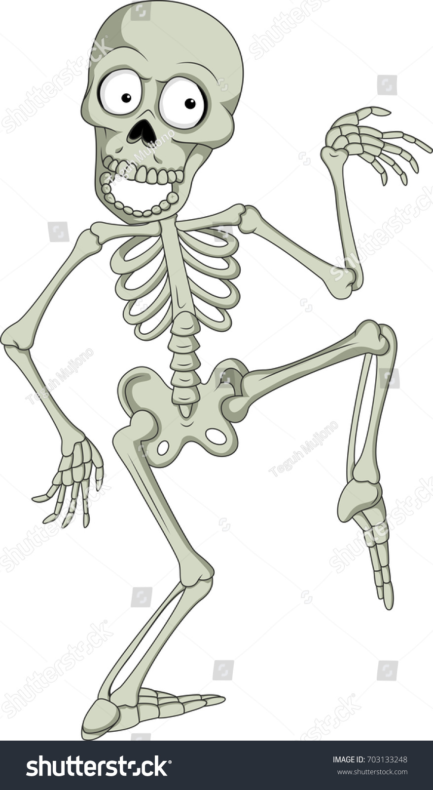 Cartoon Funny Skeleton Dancing Stock Vector (Royalty Free) 703133248
