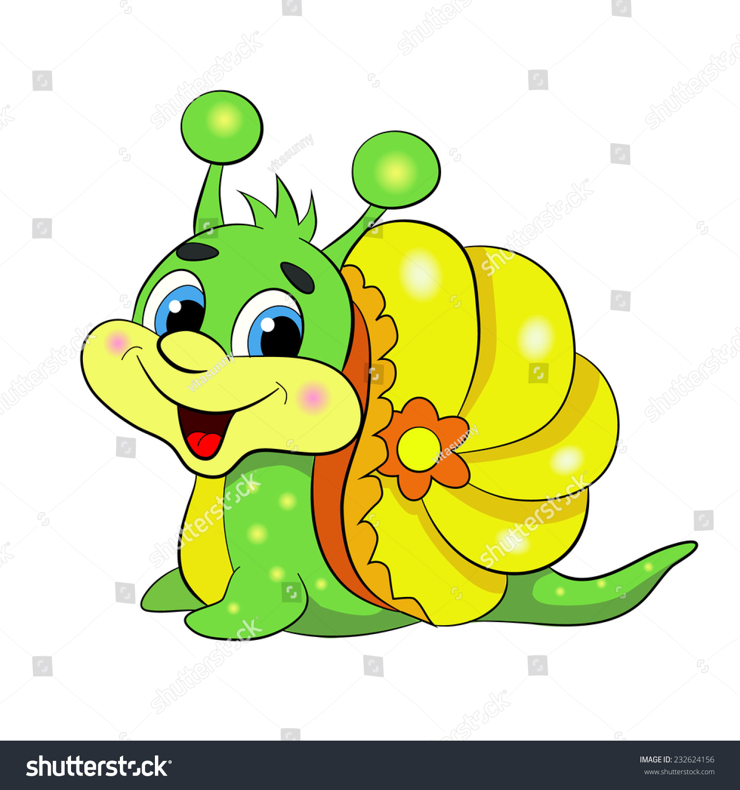 Cartoon Funny Snail Stock Vector (Royalty Free) 232624156 | Shutterstock