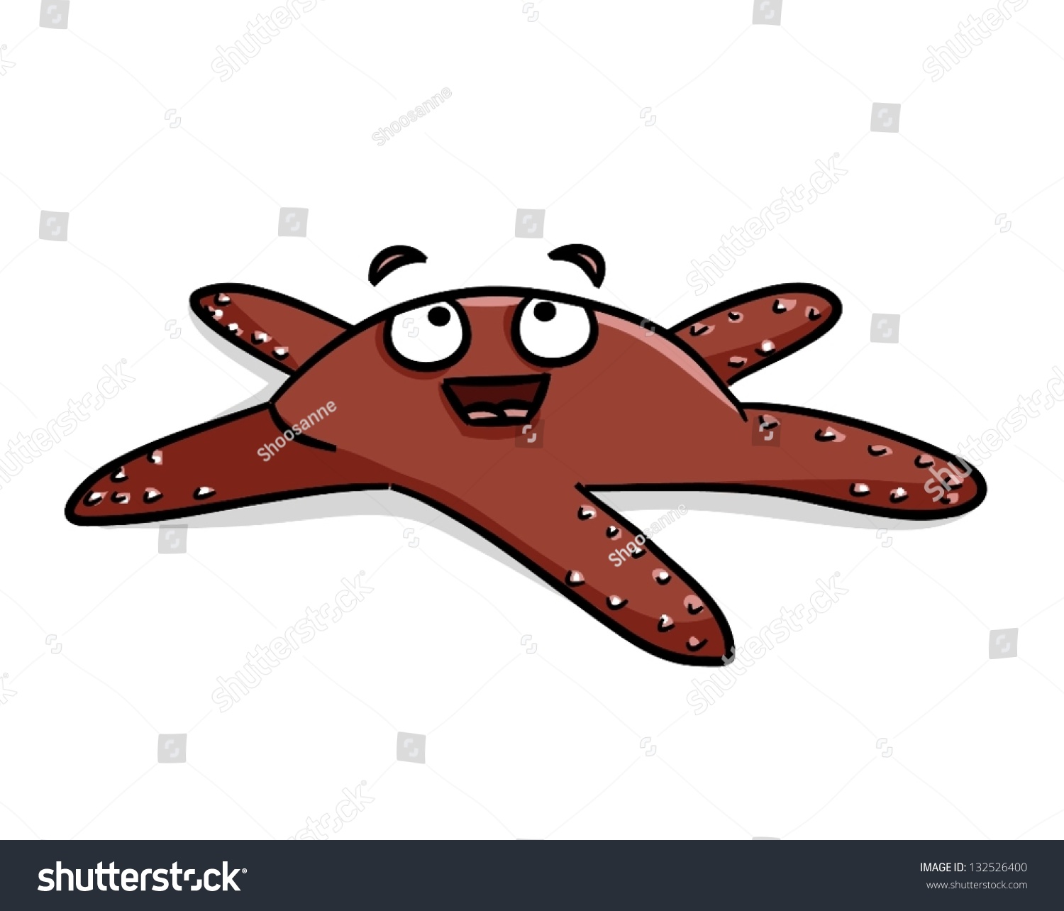 Cartoon Funny Starfish Vector Stock Vector (Royalty Free) 132526400 ...