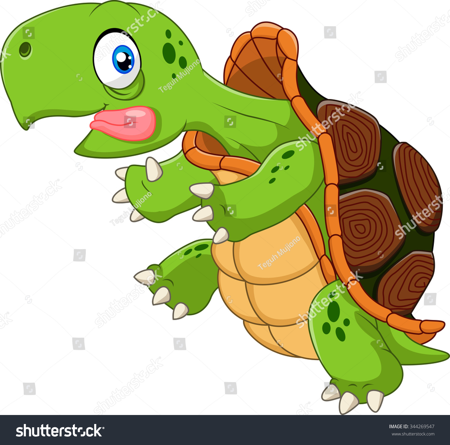 Cartoon Funny Turtle Running Stock Vector Illustration 344269547 ...