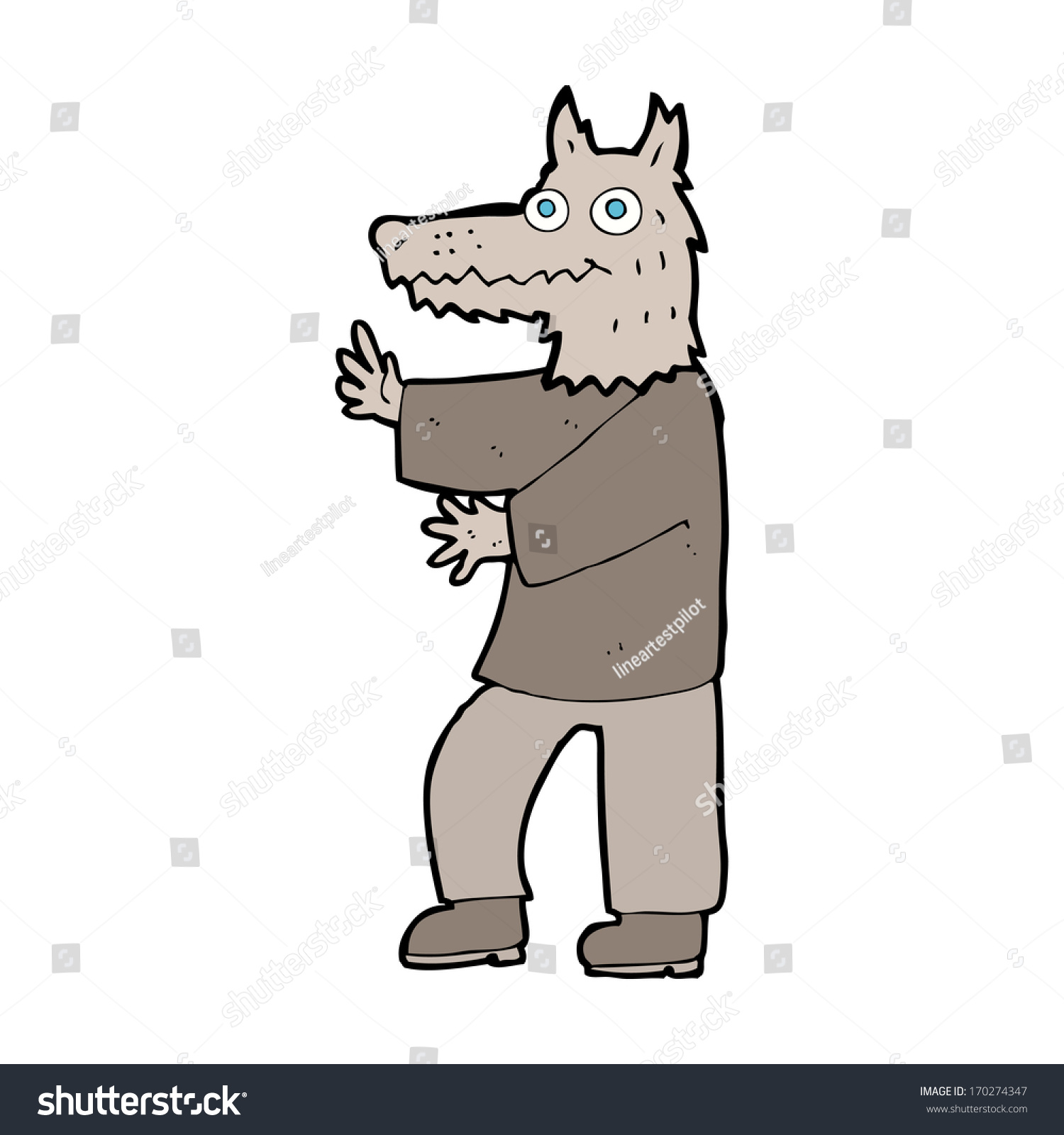 Cartoon Funny Werewolf Stock Vector (Royalty Free) 170274347 | Shutterstock