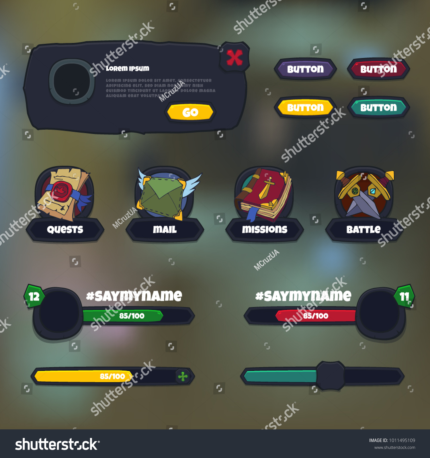 Cartoon Game Interface Vector Assets Mobile Stock Vector (Royalty Free ...