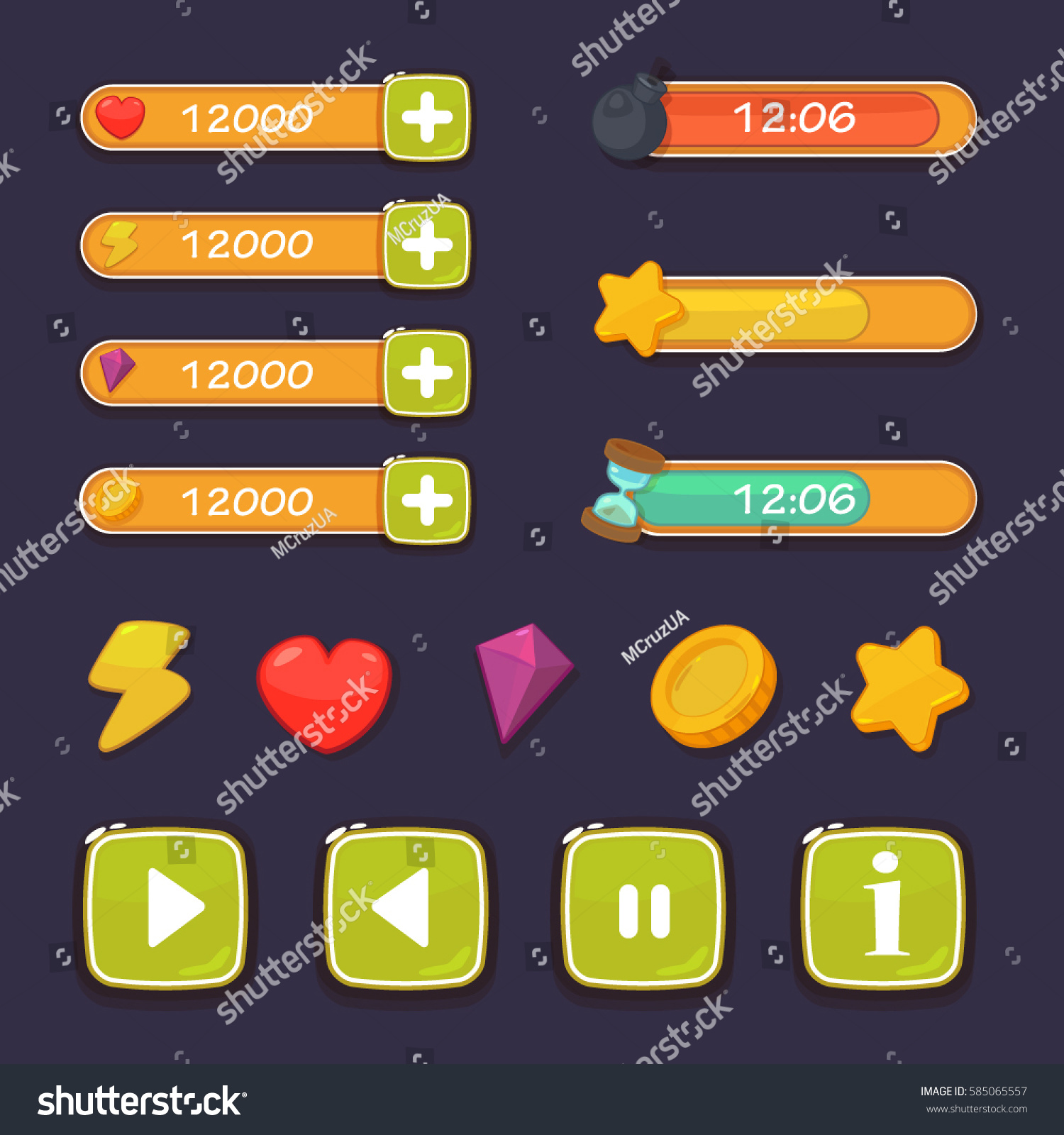 Cartoon Game Ui Design Vector Assets: เวกเตอร์สต็อก (ปลอดค่าลิขสิทธิ์ ...