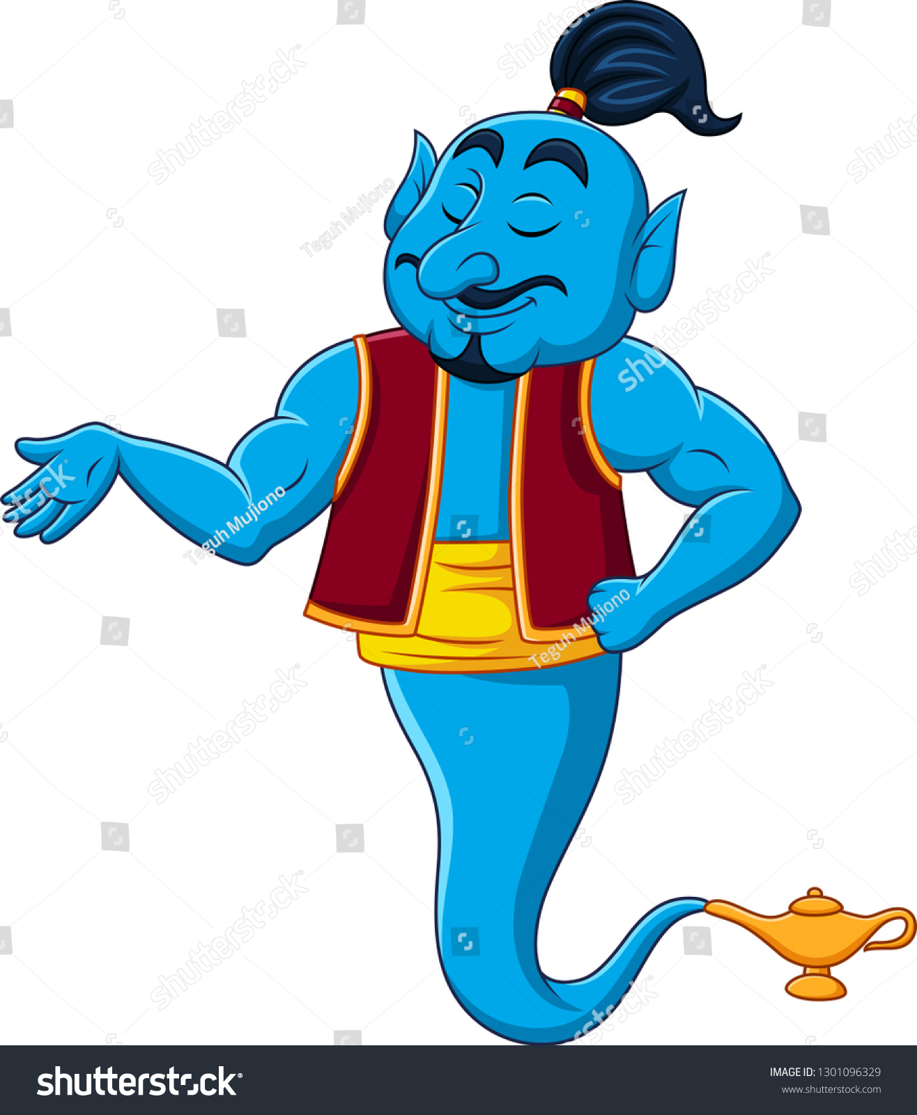 Cartoon Genie Presenting Stock Vector (Royalty Free) 1301096329