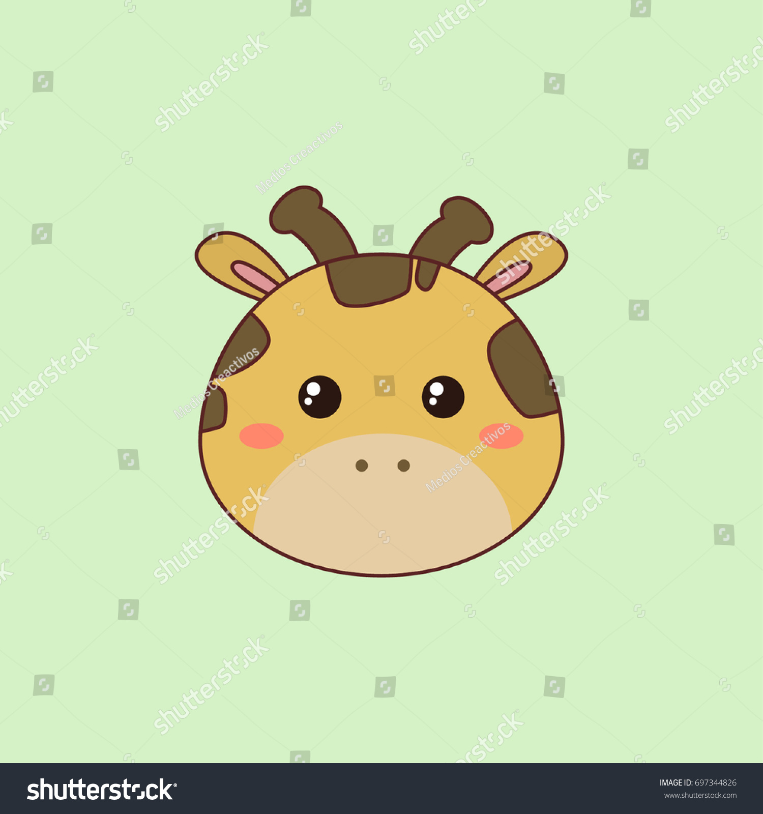 Cartoon Giraffe Face Stock Vector (Royalty Free) 697344826