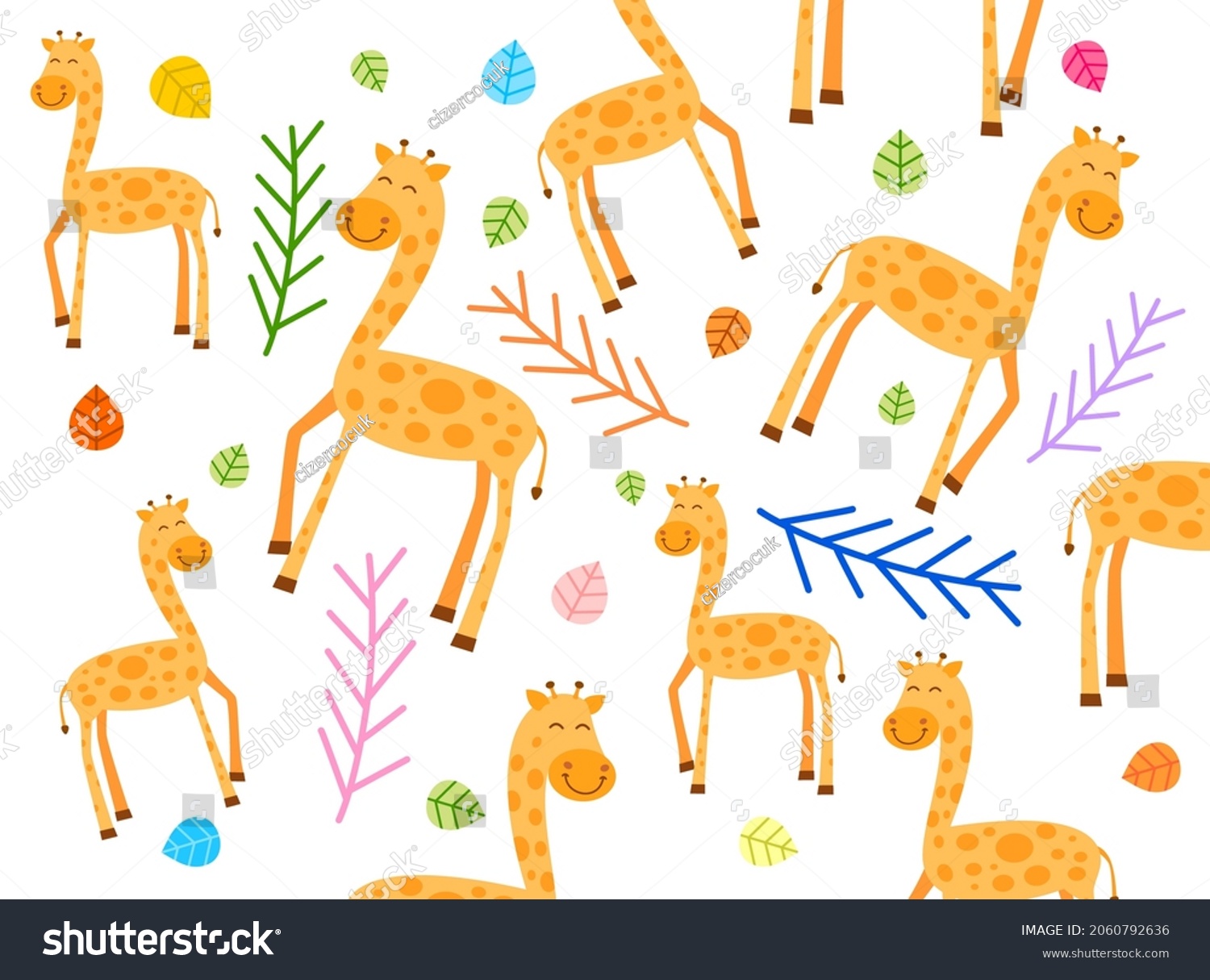 Cartoon Giraffe Pattern Wallpaper Drawings Stock Vector (Royalty Free ...