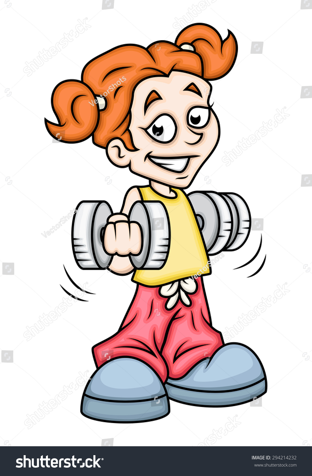 Cartoon Girl Doing Exercise Stock Vector (Royalty Free) 294214232 ...
