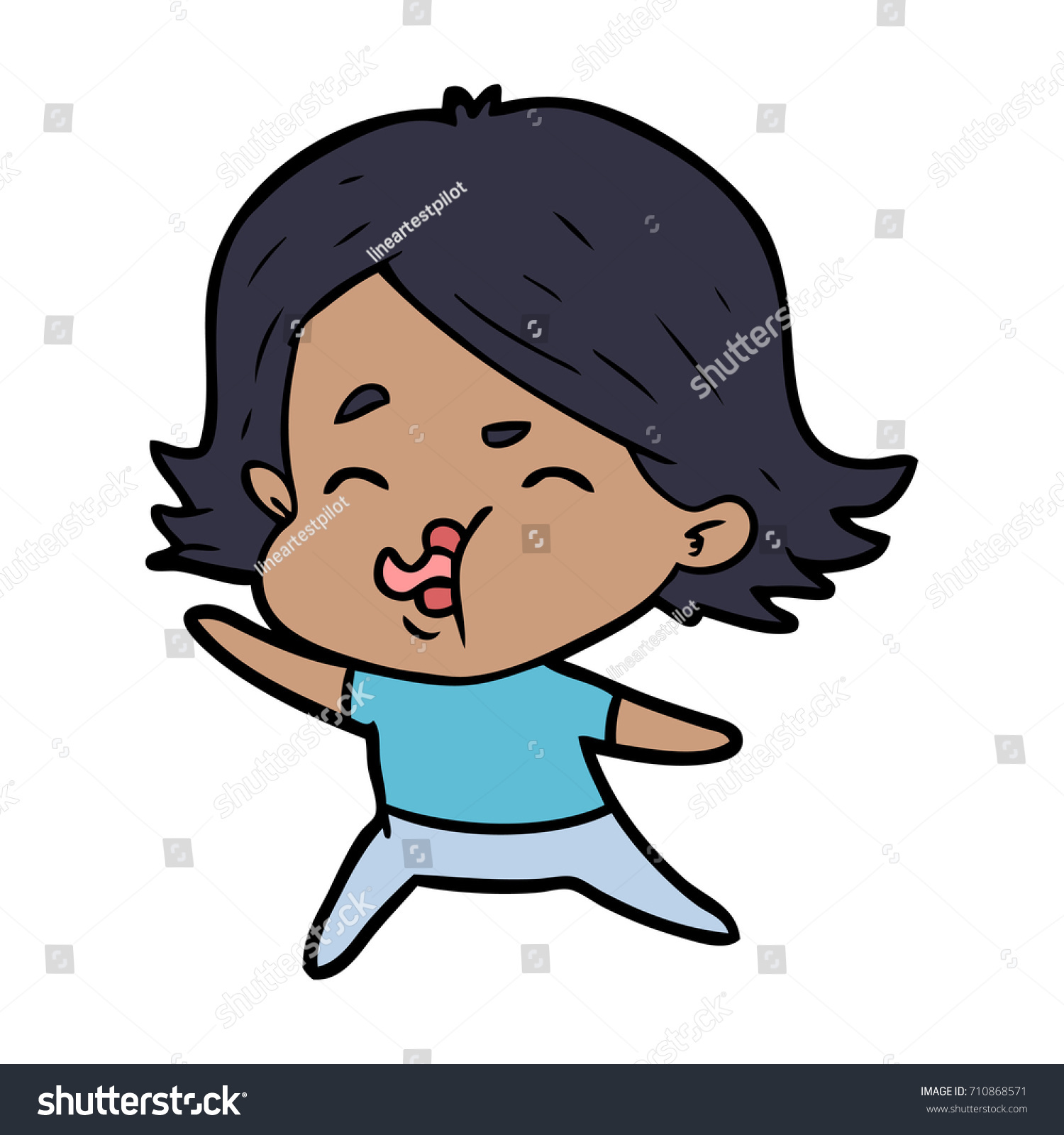 Cartoon Girl Pulling Face Stock Vector (Royalty Free) 710868571 ...
