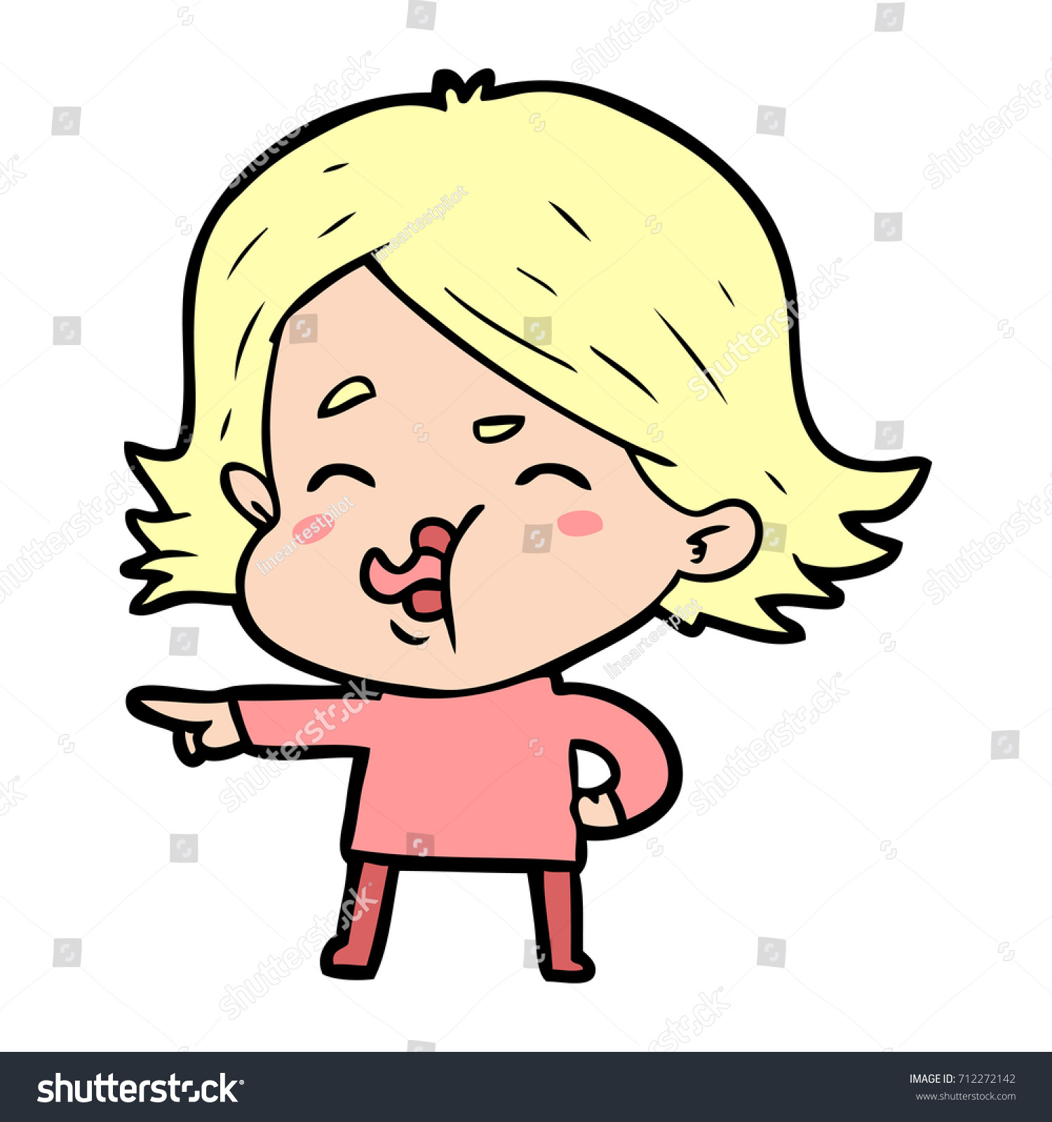 Cartoon Girl Pulling Face Stock Vector (Royalty Free) 712272142 ...