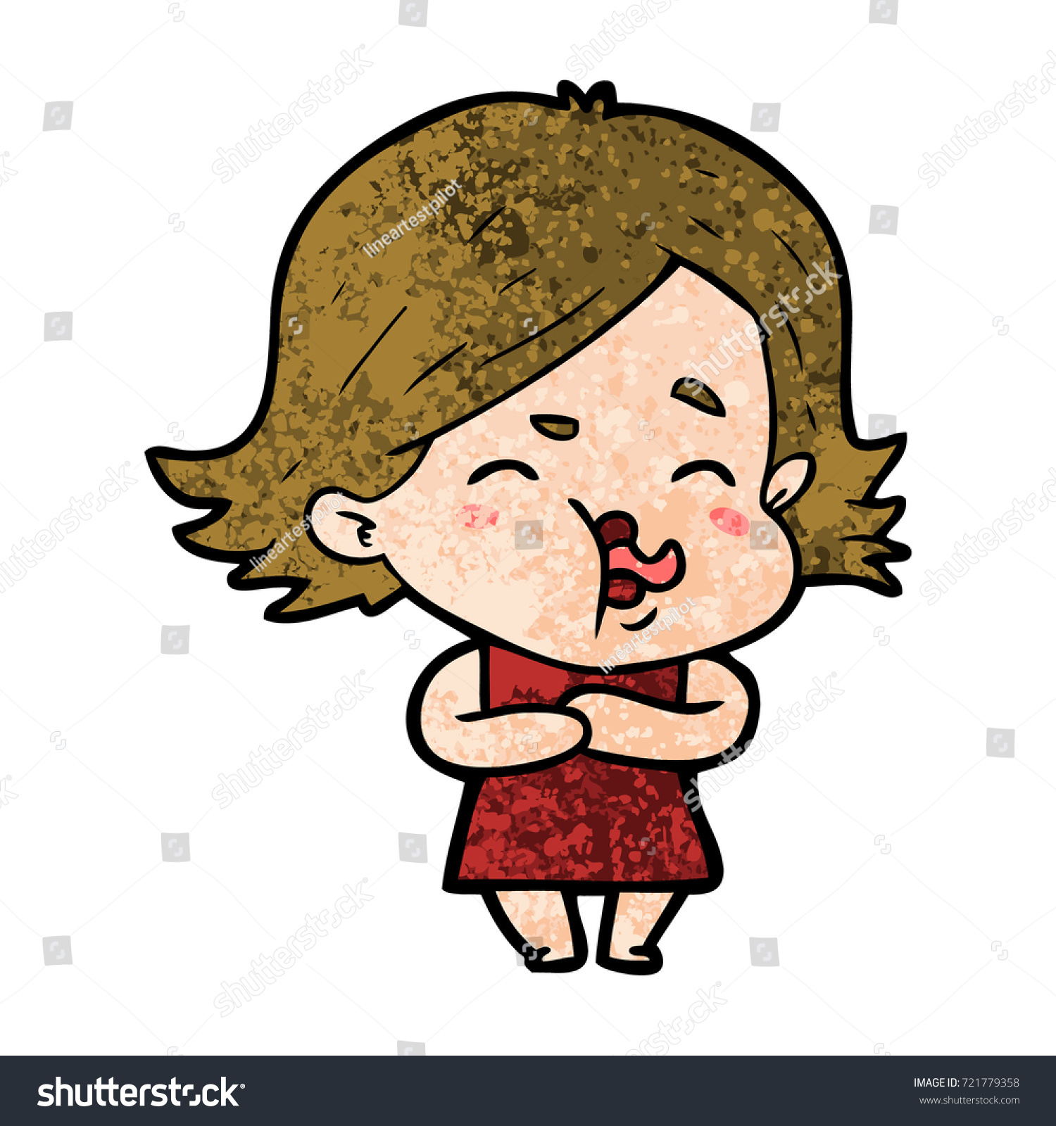 Cartoon Girl Pulling Face Stock Vector (Royalty Free) 721779358 ...
