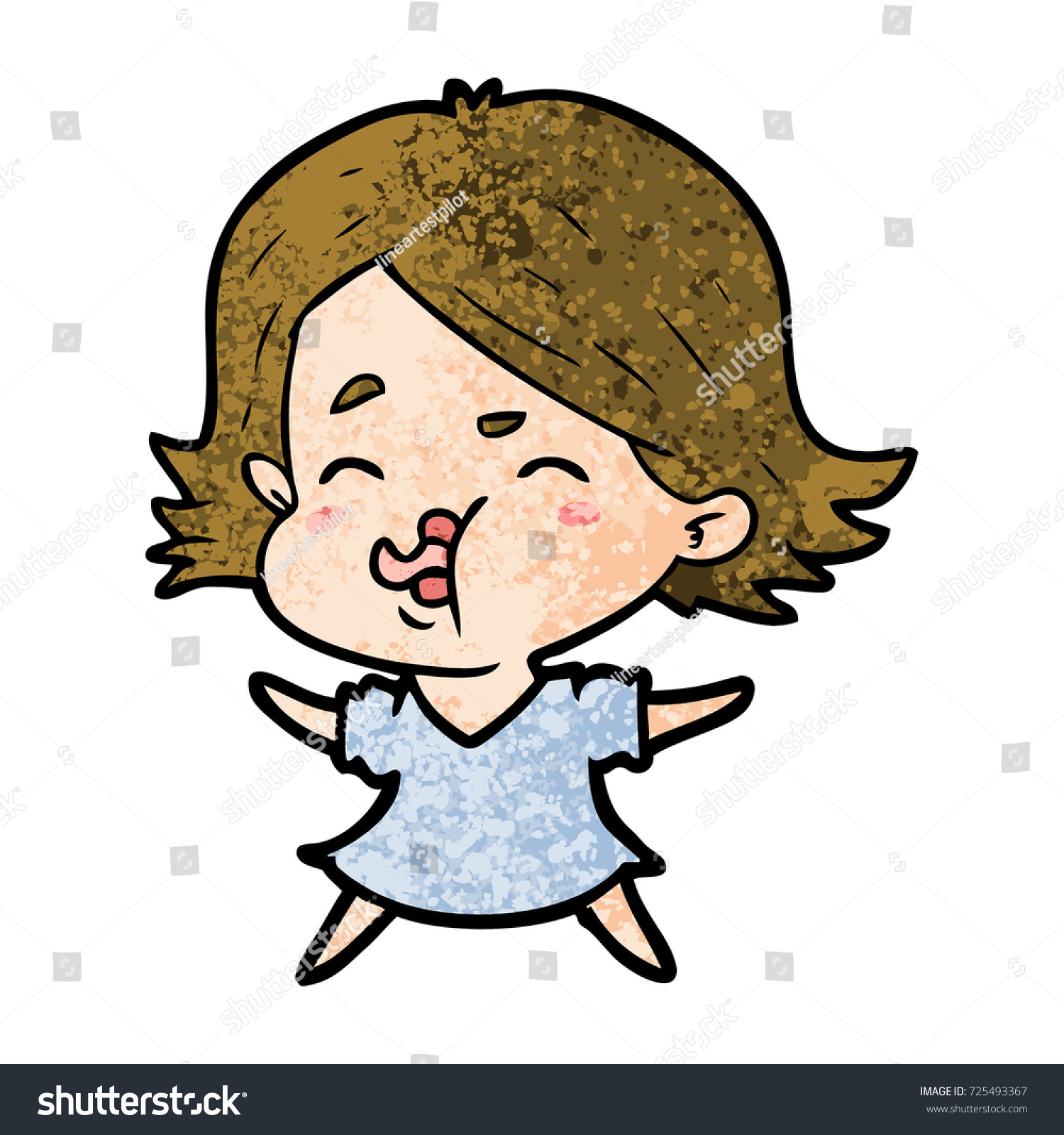 Cartoon Girl Pulling Face Stock Vector (Royalty Free) 725493367 ...