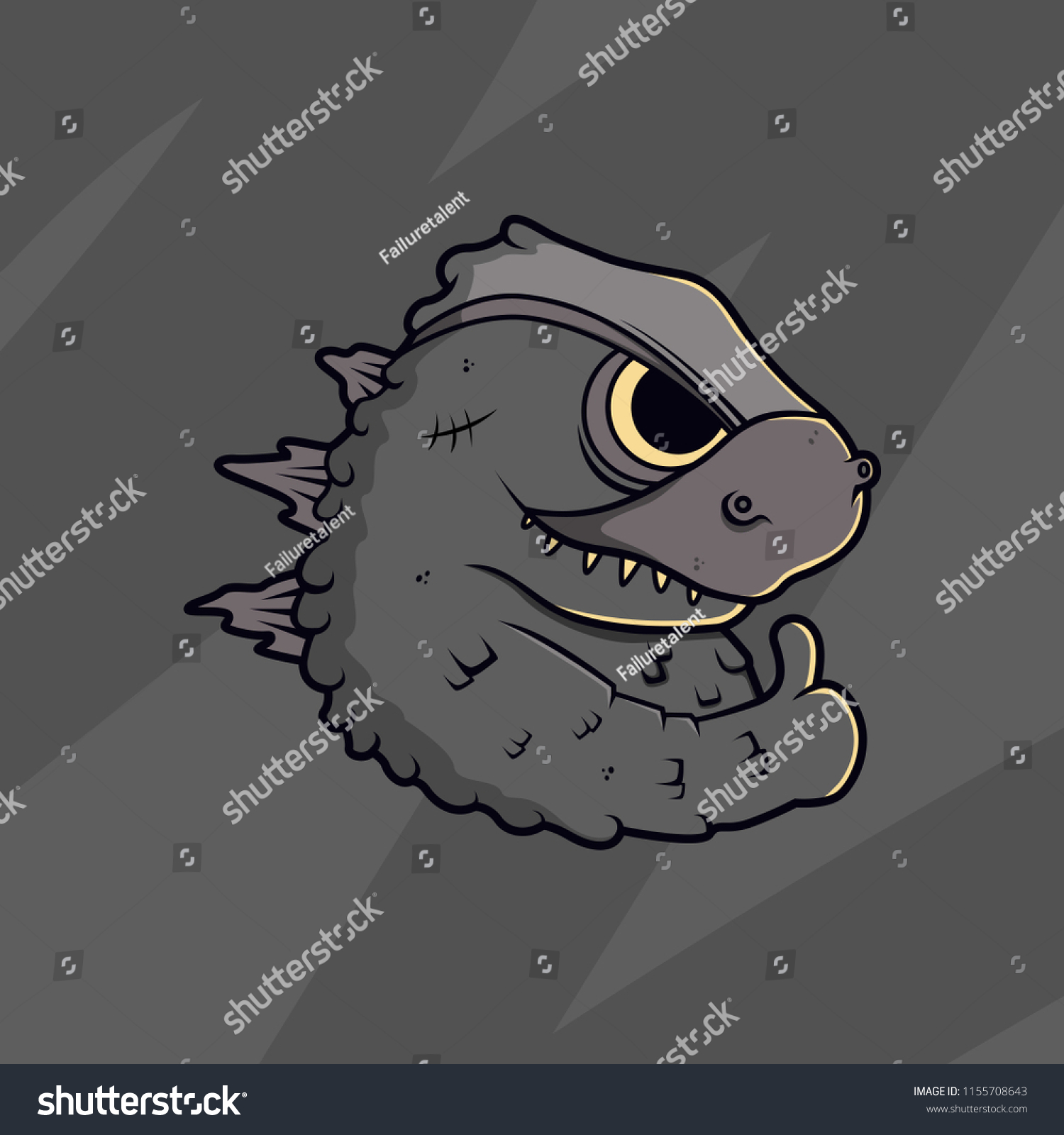 Cartoon Godzilla Vector Illustration: vector de stock (libre de ...