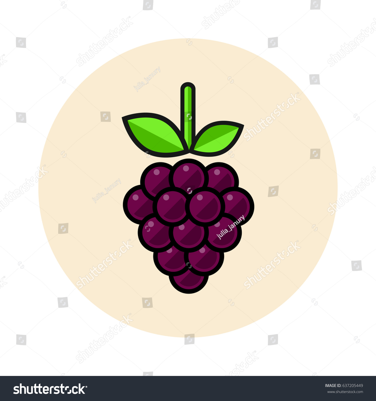 Cartoon Grapes Icon Stock Vector (Royalty Free) 637205449 | Shutterstock