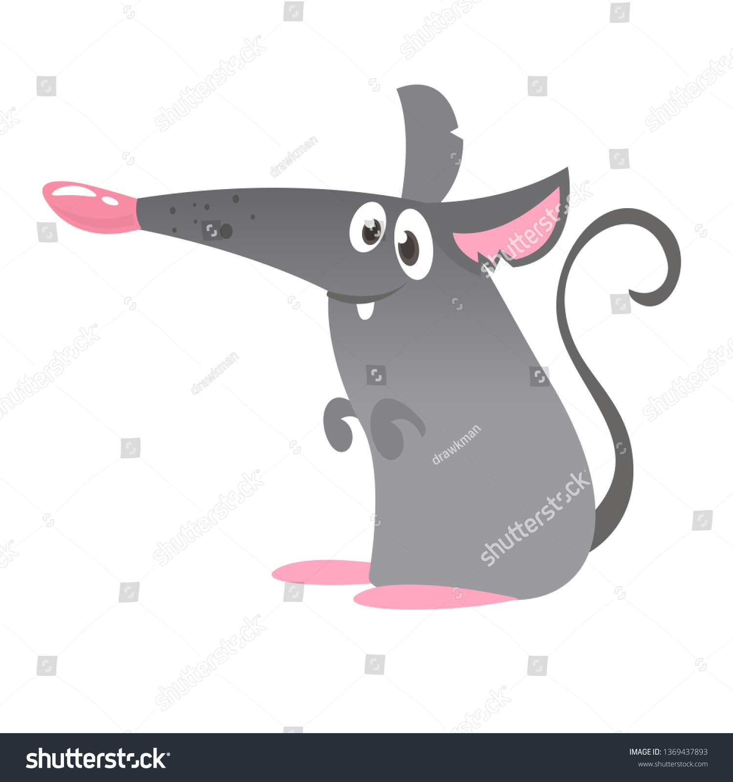 Cartoon Gray Mouse Talking Vector Illustration: vector de stock (libre ...