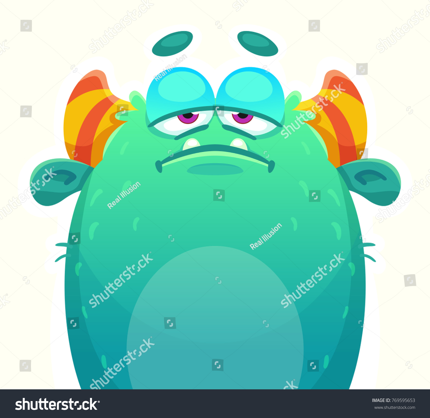 Cartoon Green Monster Stock Vector (Royalty Free) 769595653 | Shutterstock