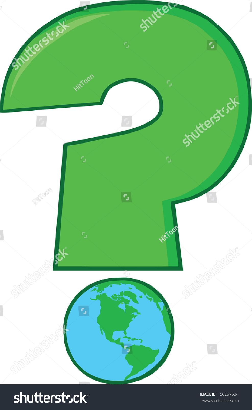 Cartoon Green Question Mark World Globe: เวกเตอร์สต็อก (ปลอดค่า ...
