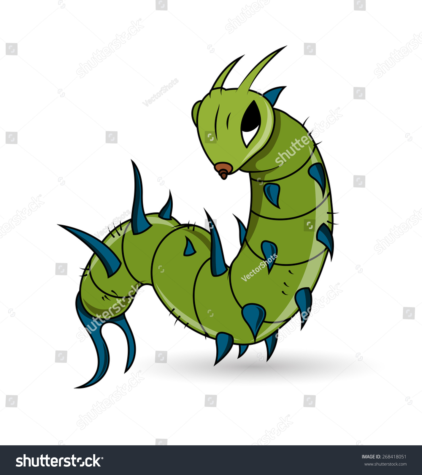 Cartoon Green Worm Vector 스톡 벡터(로열티 프리) 268418051 | Shutterstock
