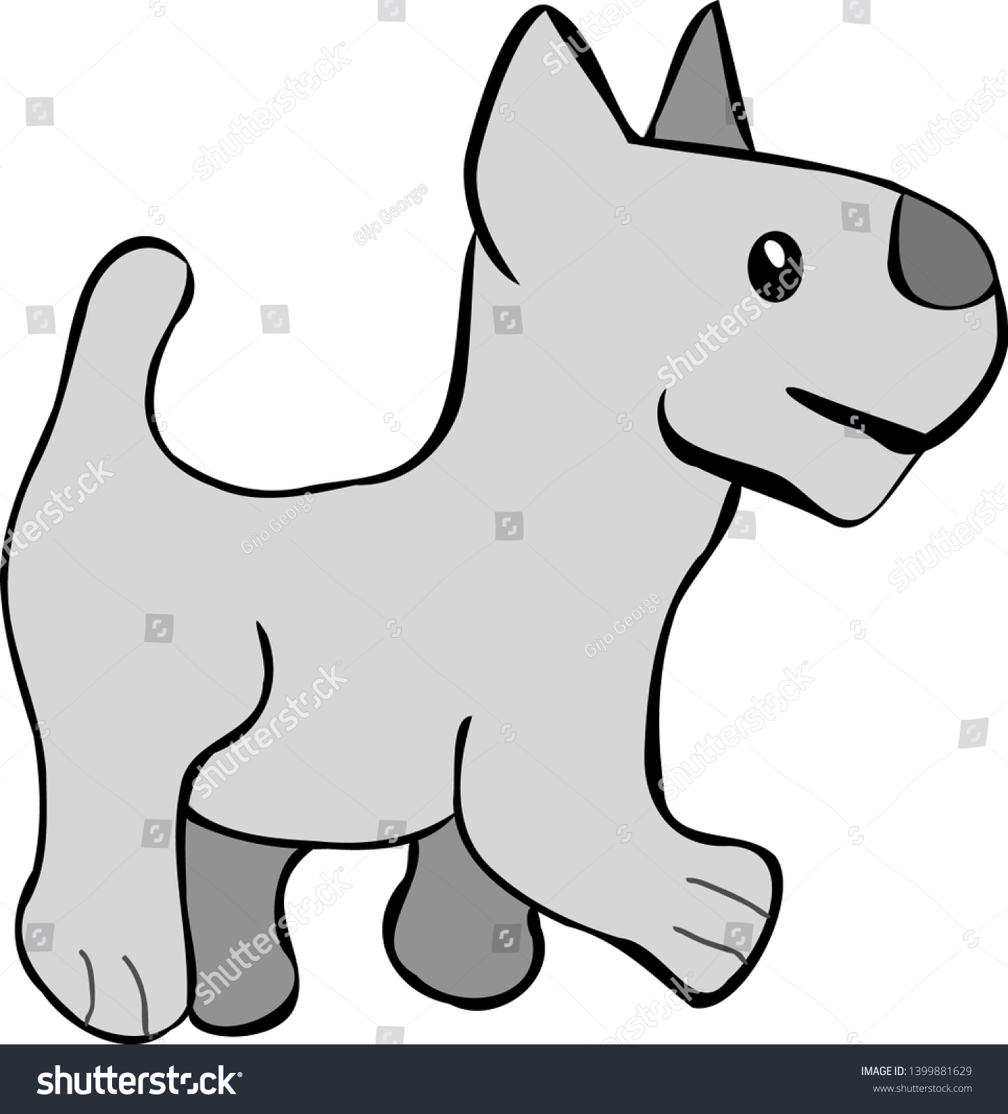 Cartoon Grey Dog Isolated Vector Stock Vector (Royalty Free) 1399881629