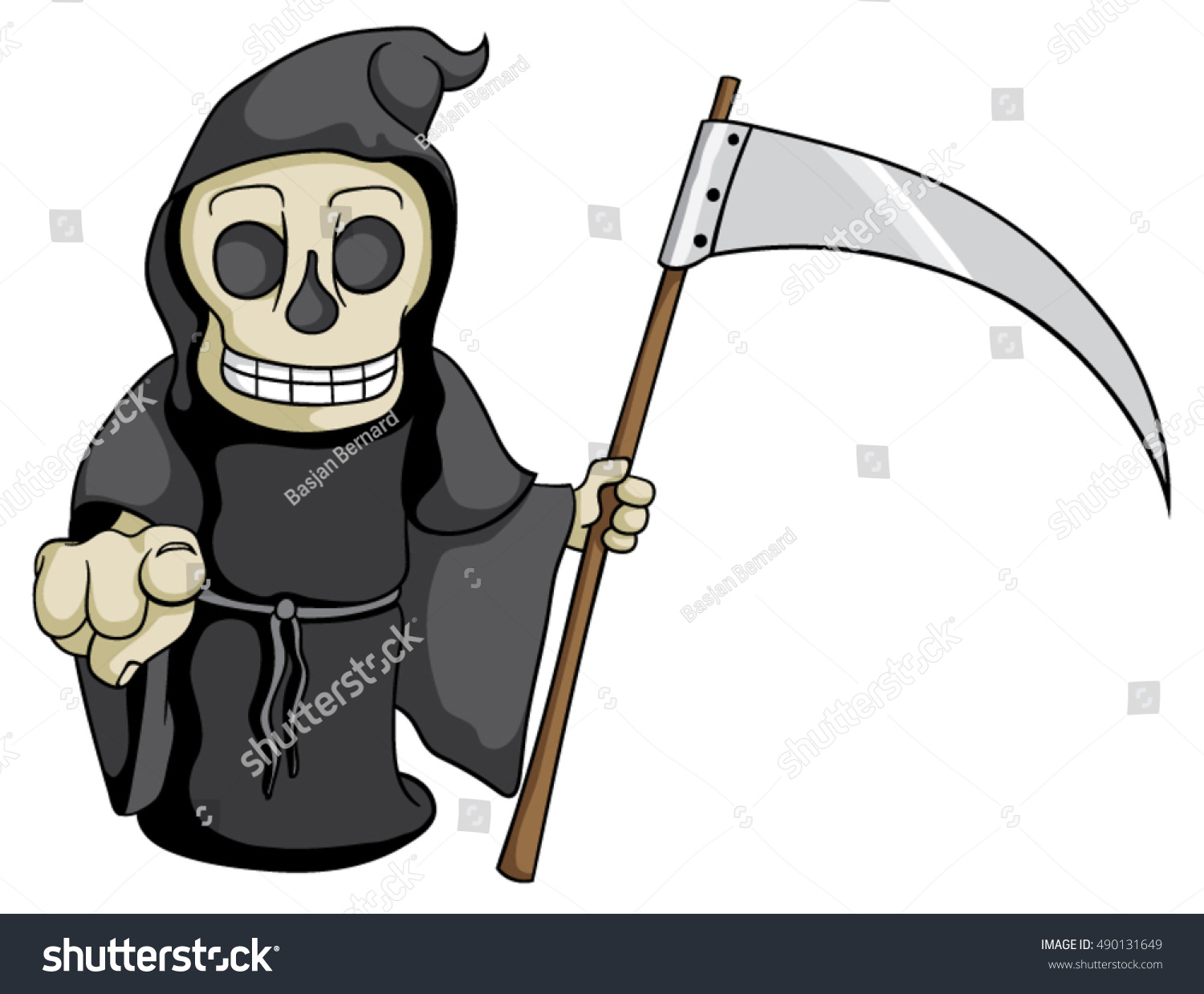 Cartoon Grim Reaper Pointing Forward Stock Vector 490131649 - Shutterstock
