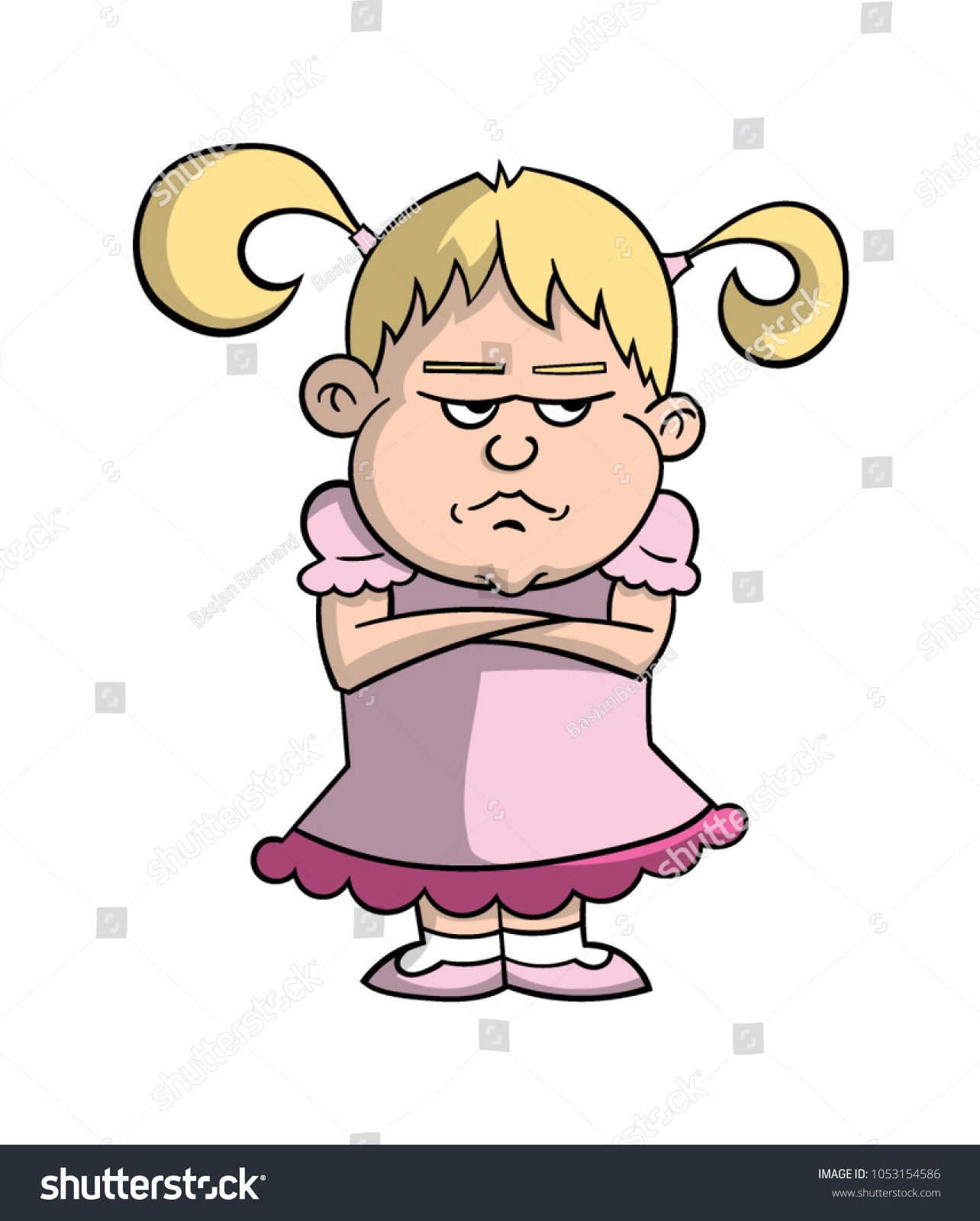 Cartoon Grumpy Girl Stock Vector (Royalty Free) 1053154586 | Shutterstock