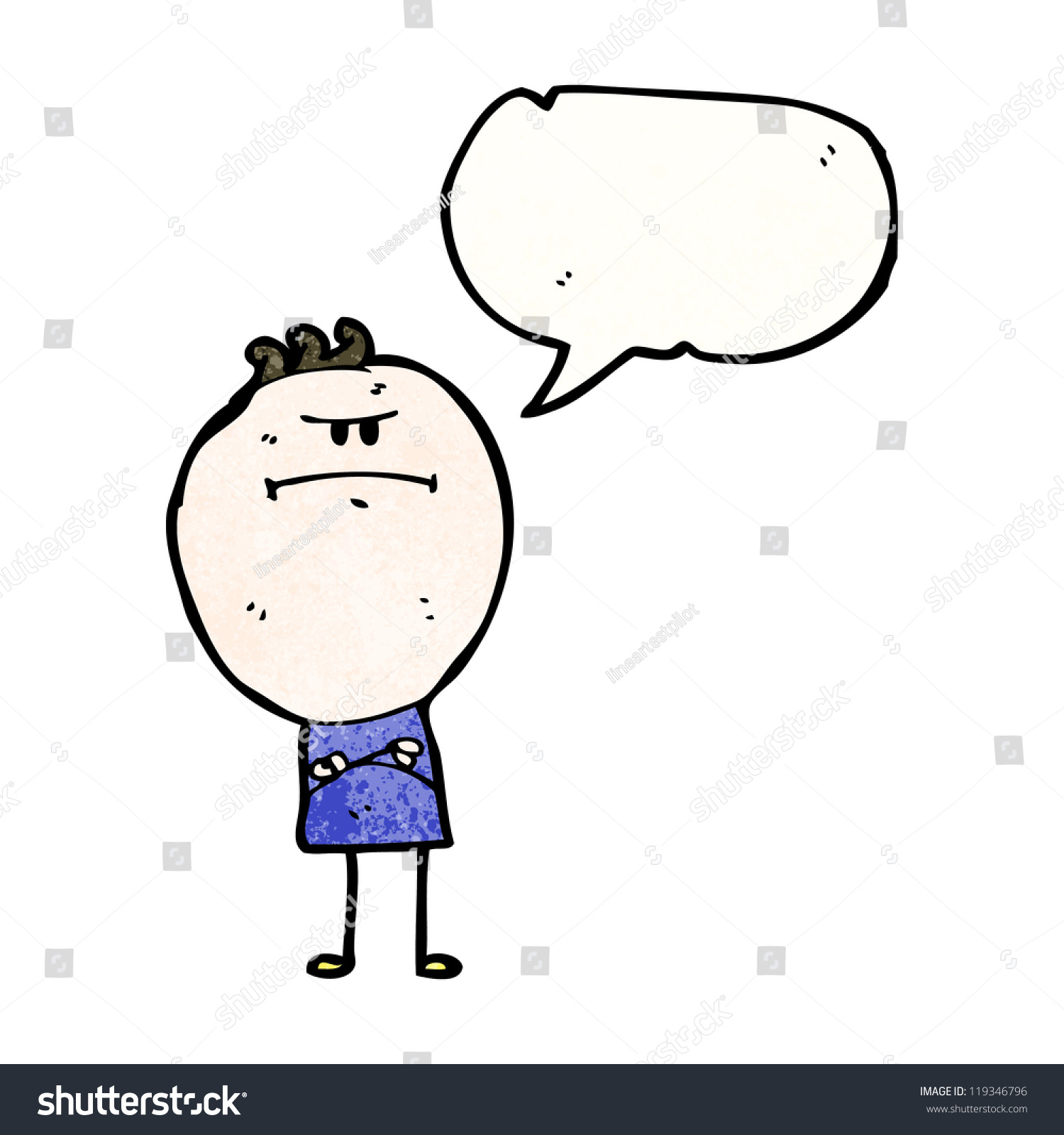 Cartoon Grumpy Man Folded Arms Stock Vector (Royalty Free) 119346796