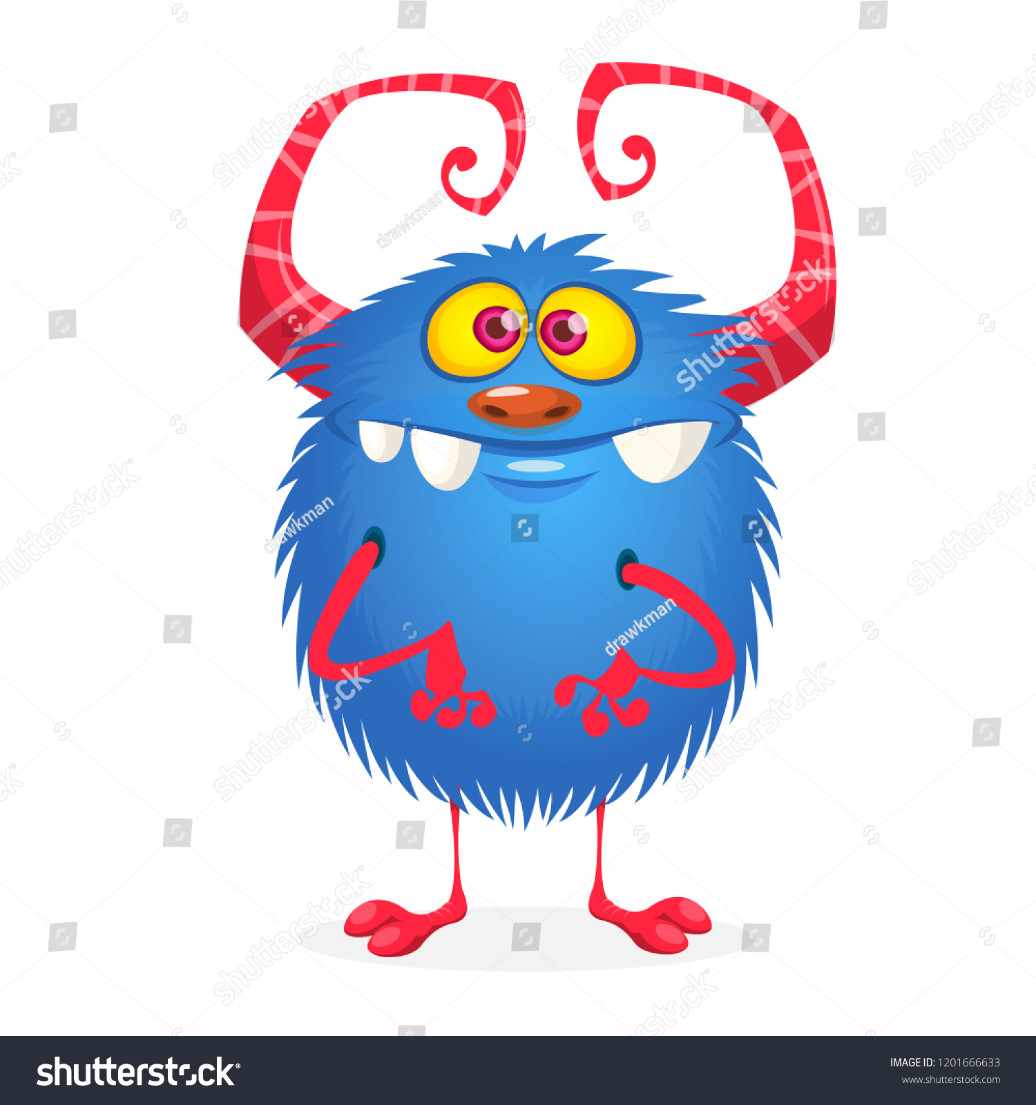 Cartoon Grumpy Monster Character Stock Vector (Royalty Free) 1201666633