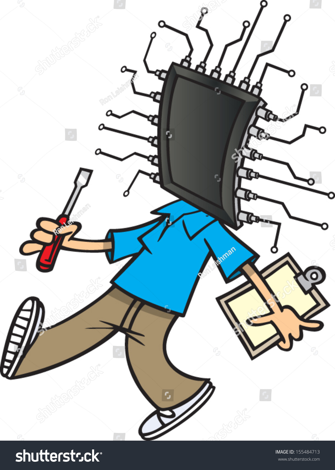 Cartoon Guy Computer Chip Head Stock Vector (Royalty Free) 155484713