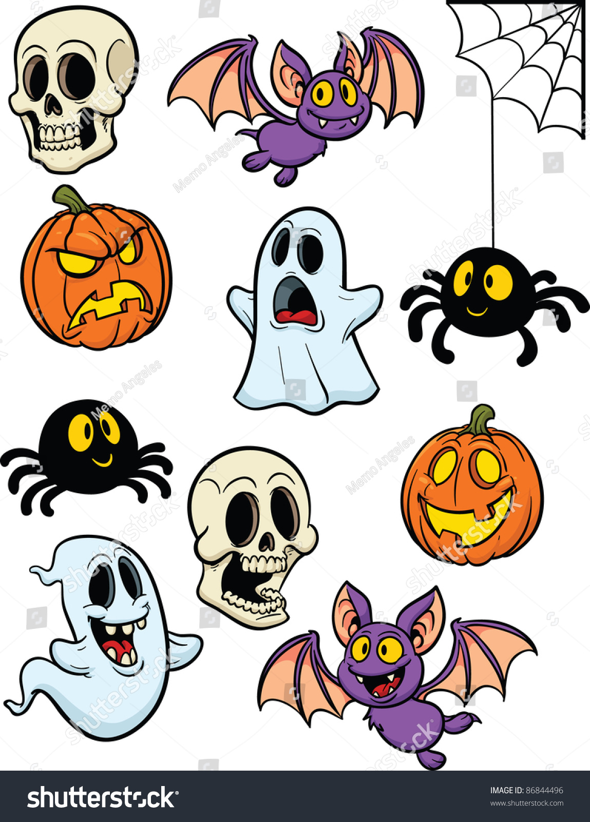 Cartoon Halloween Elements Each Separate Layer Stock Vector (Royalty ...