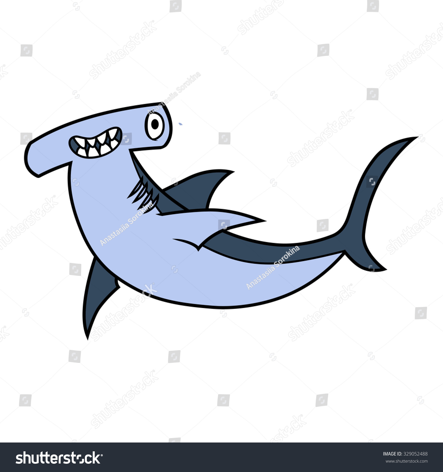 Cartoon Hammerhead Shark Vector Illustration On: vector de stock (libre ...