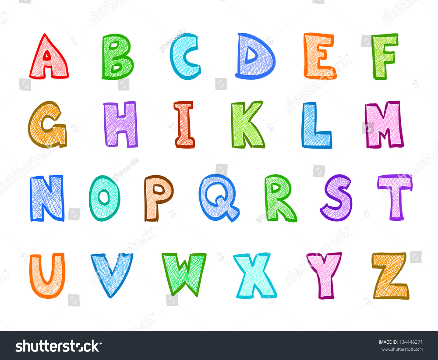 Cartoon Hand Drawn Abc Stock Vector (Royalty Free) 134446271