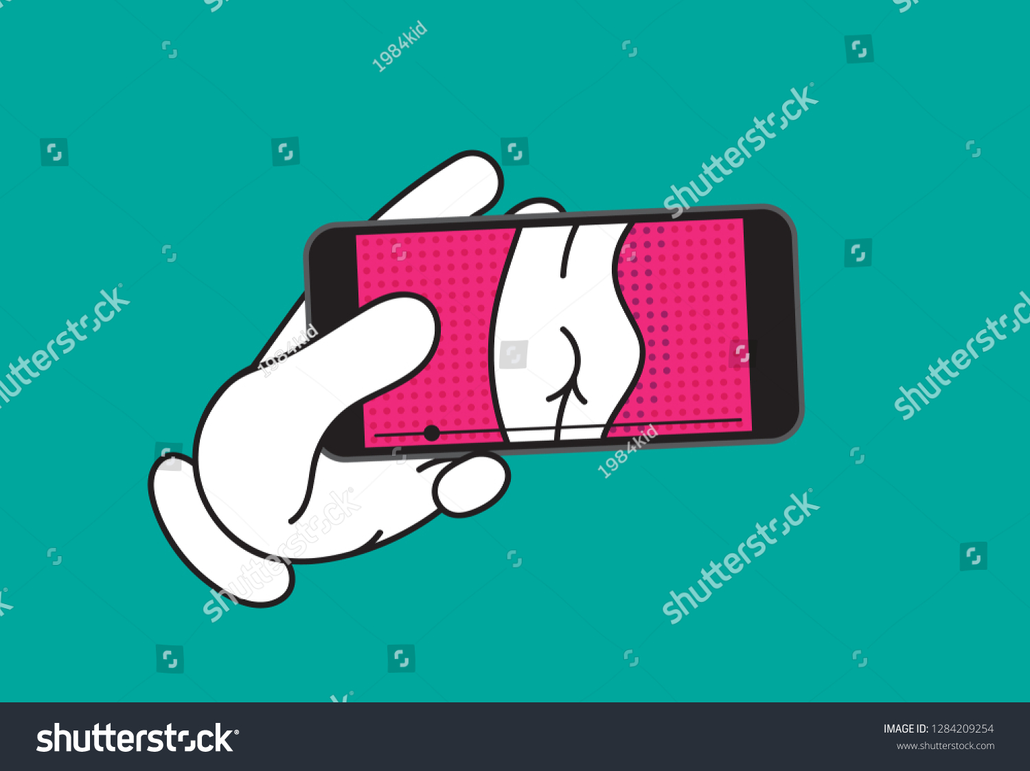 Cartoon Hand Holding Mobile Phone Porn Stock Vector Royalty Free 1284209254