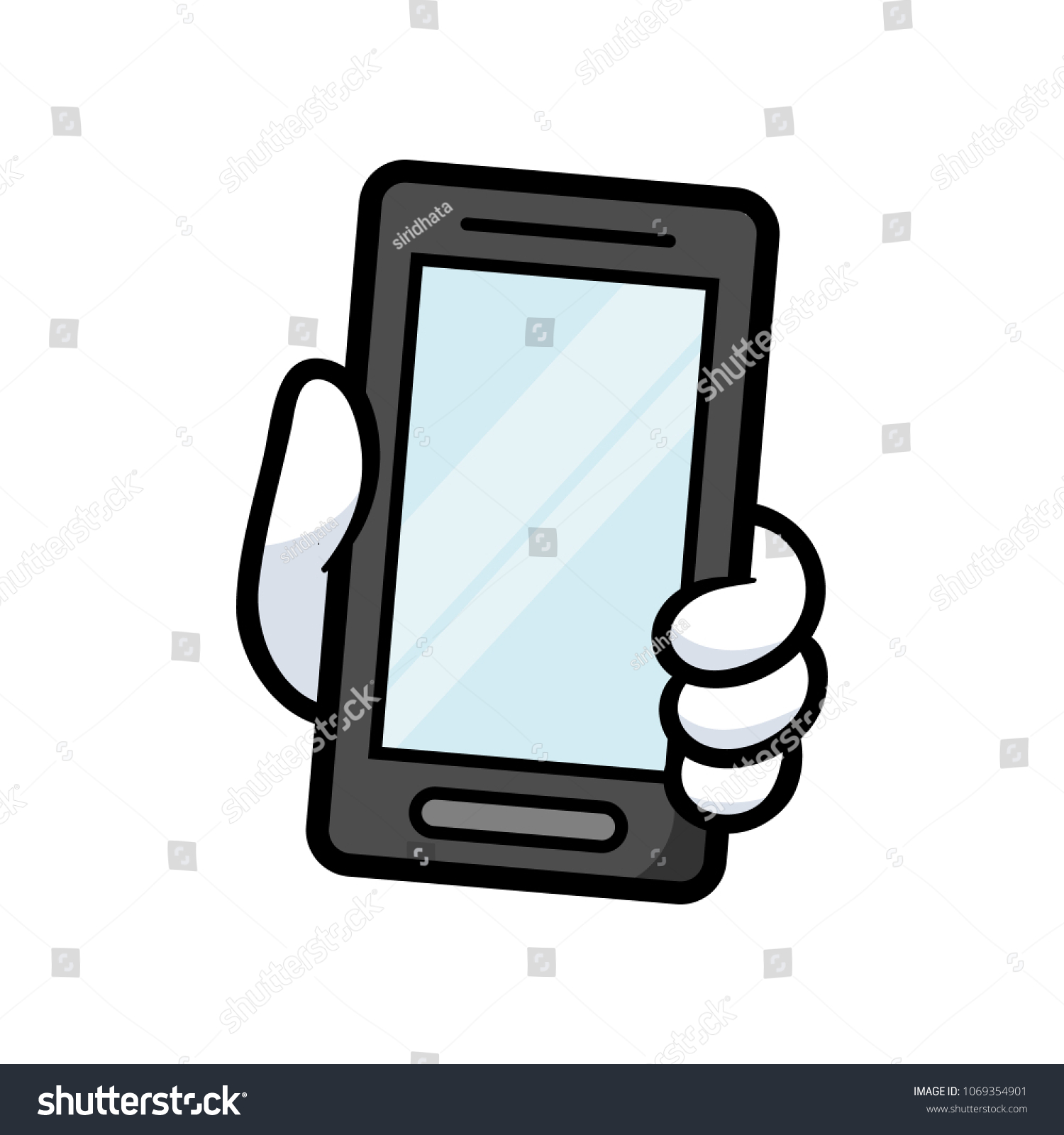 Cartoon Hand Holding Phone Stock Vector (Royalty Free) 1069354901 ...