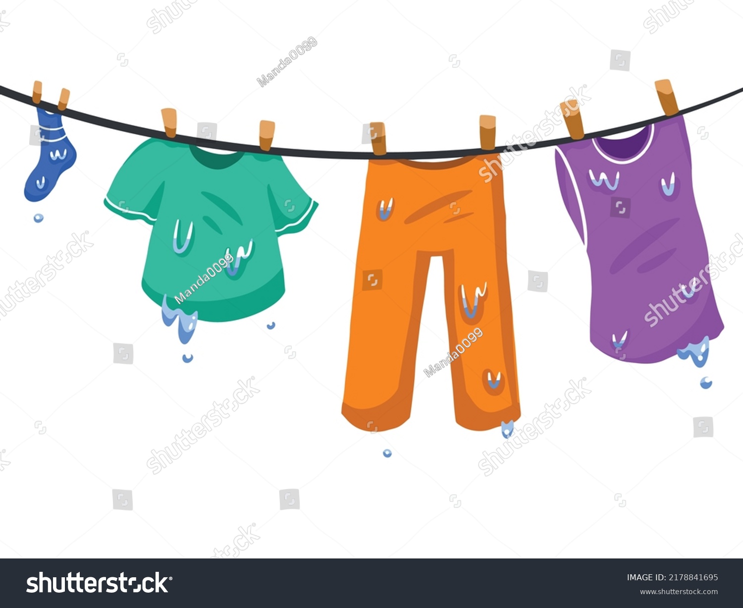 Cartoon Hanging Wet Clothes Pants Tank Stock Vector (Royalty Free ... Cartoon Hanging Wet Clothes Pants Tank Stock Vector (Royalty Free ...