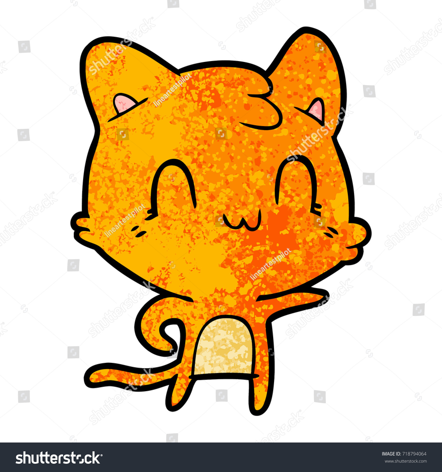 Cartoon Happy Cat Pointing Stock Vector (Royalty Free) 718794064 ...