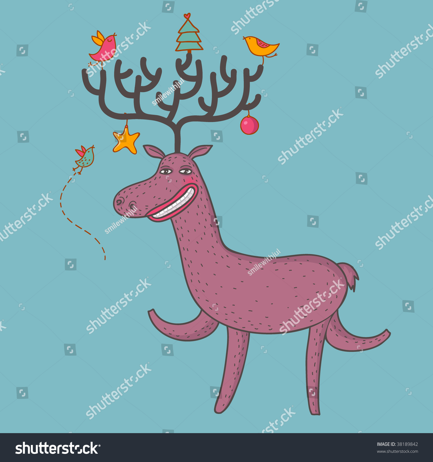 Cartoon Happy Deer Stock Vector (Royalty Free) 38189842 | Shutterstock