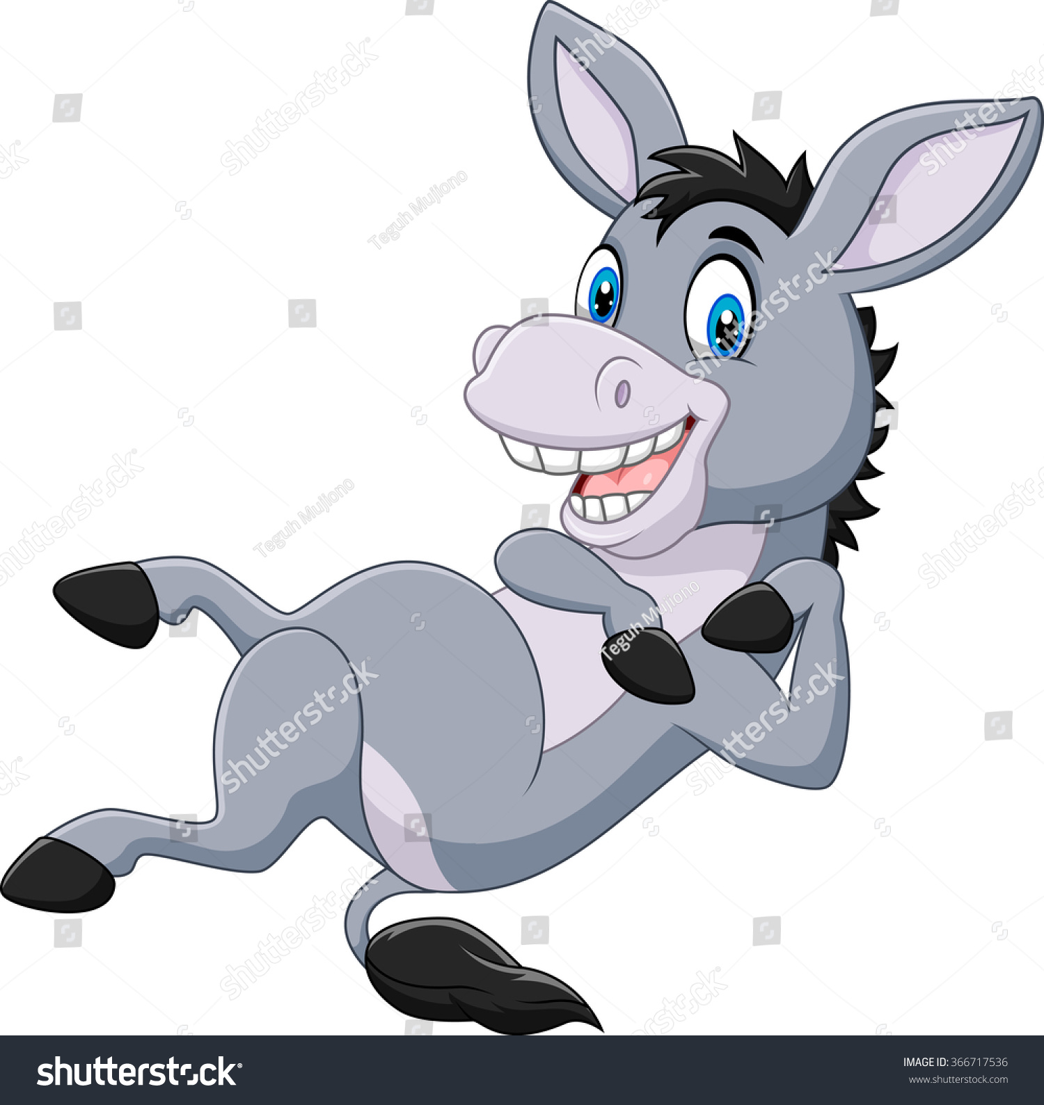 Cartoon Happy Donkey Isolated On White Stock Vector (Royalty Free ...