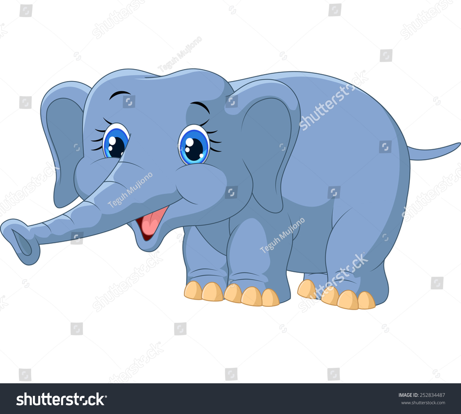 Cartoon Happy Elephant Stock Vector (Royalty Free) 252834487