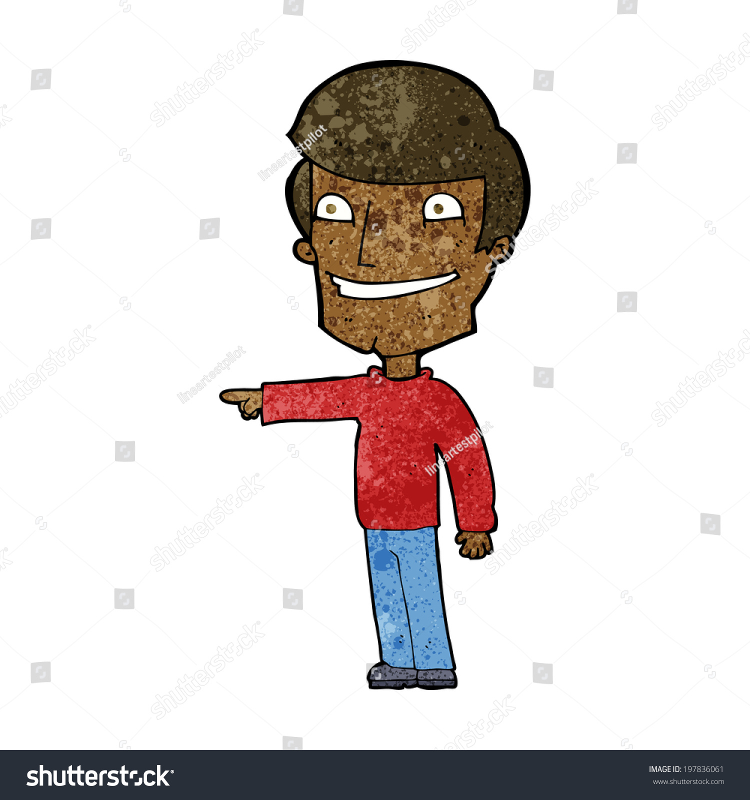 Cartoon Happy Man Pointing Stock Vector (Royalty Free) 197836061