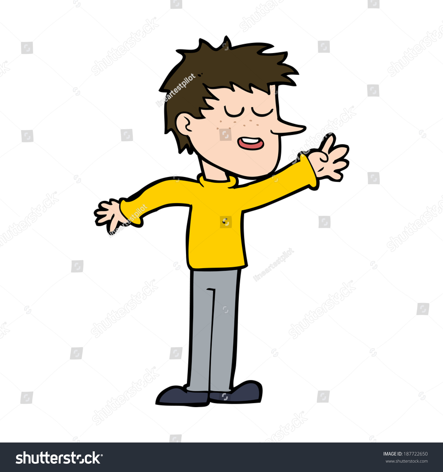 Cartoon Happy Man Reaching Stock Vector (Royalty Free) 187722650 ...