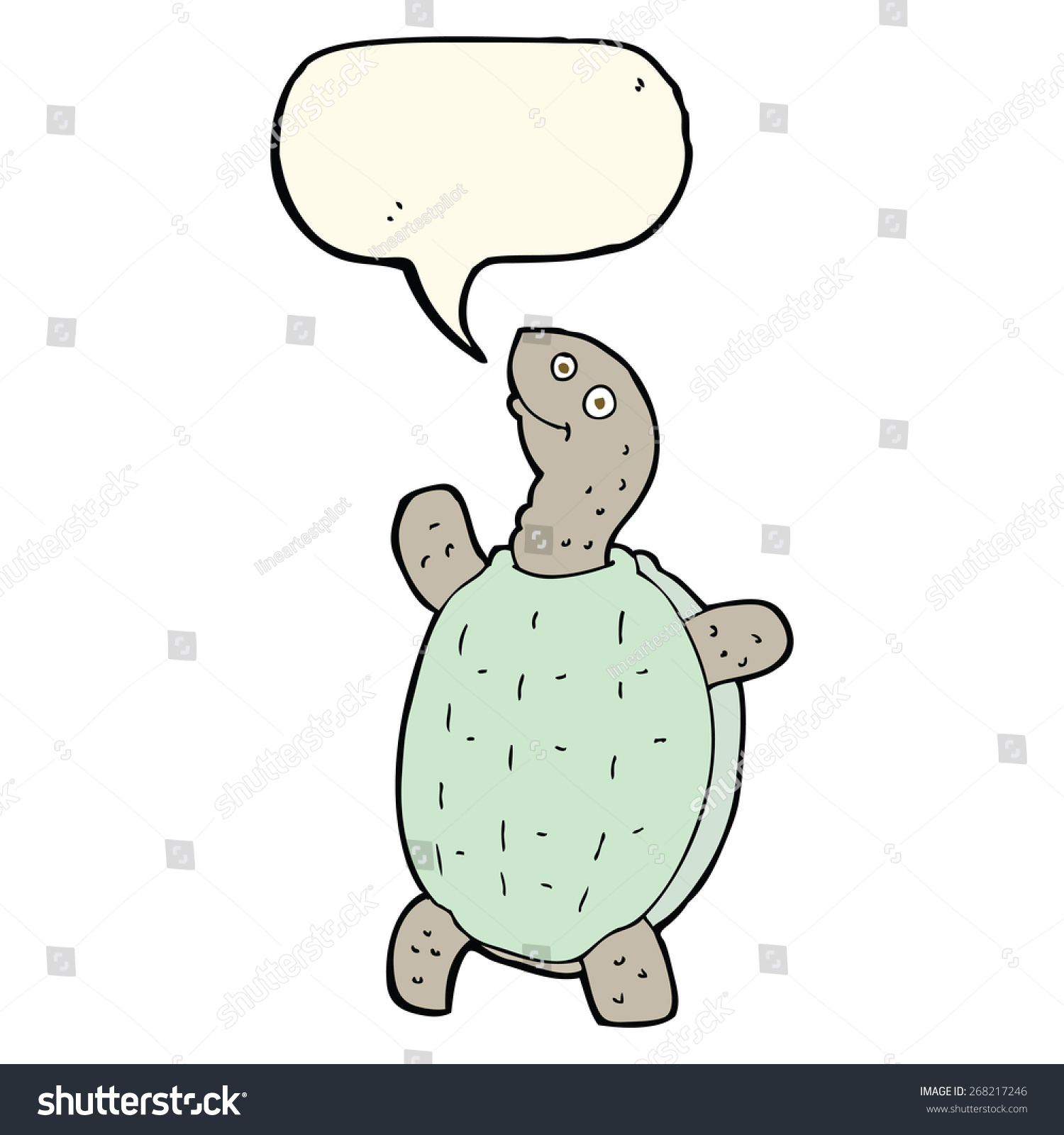Cartoon Happy Turtle Speech Bubble Stock Vector (Royalty Free) 268217246