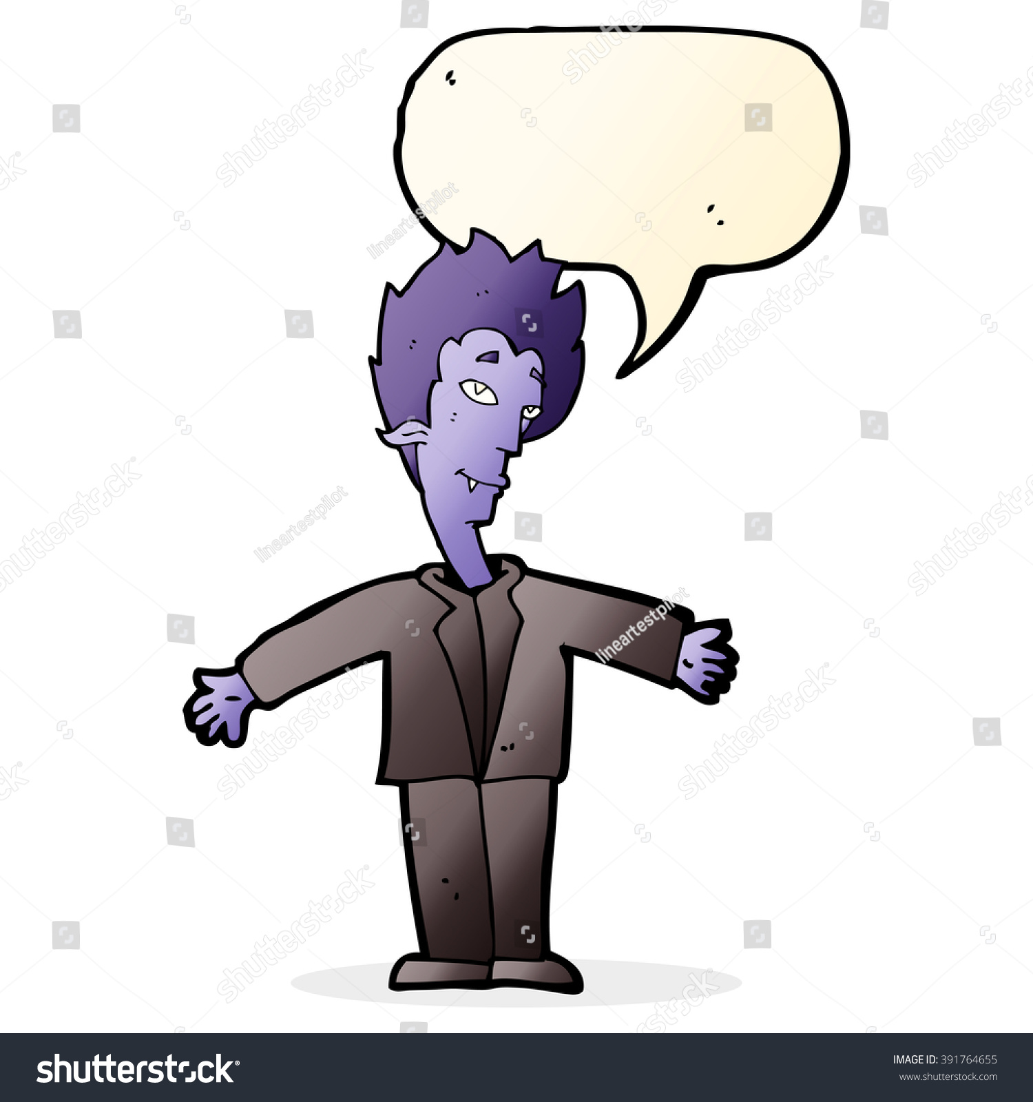 Cartoon Happy Vampire Speech Bubble Stock Vector (Royalty Free ...