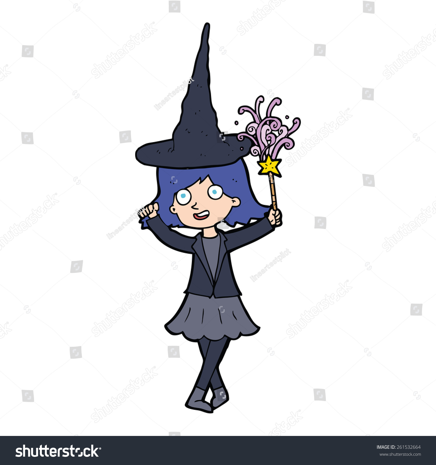 Cartoon Happy Witch Stock Vector (Royalty Free) 261532664